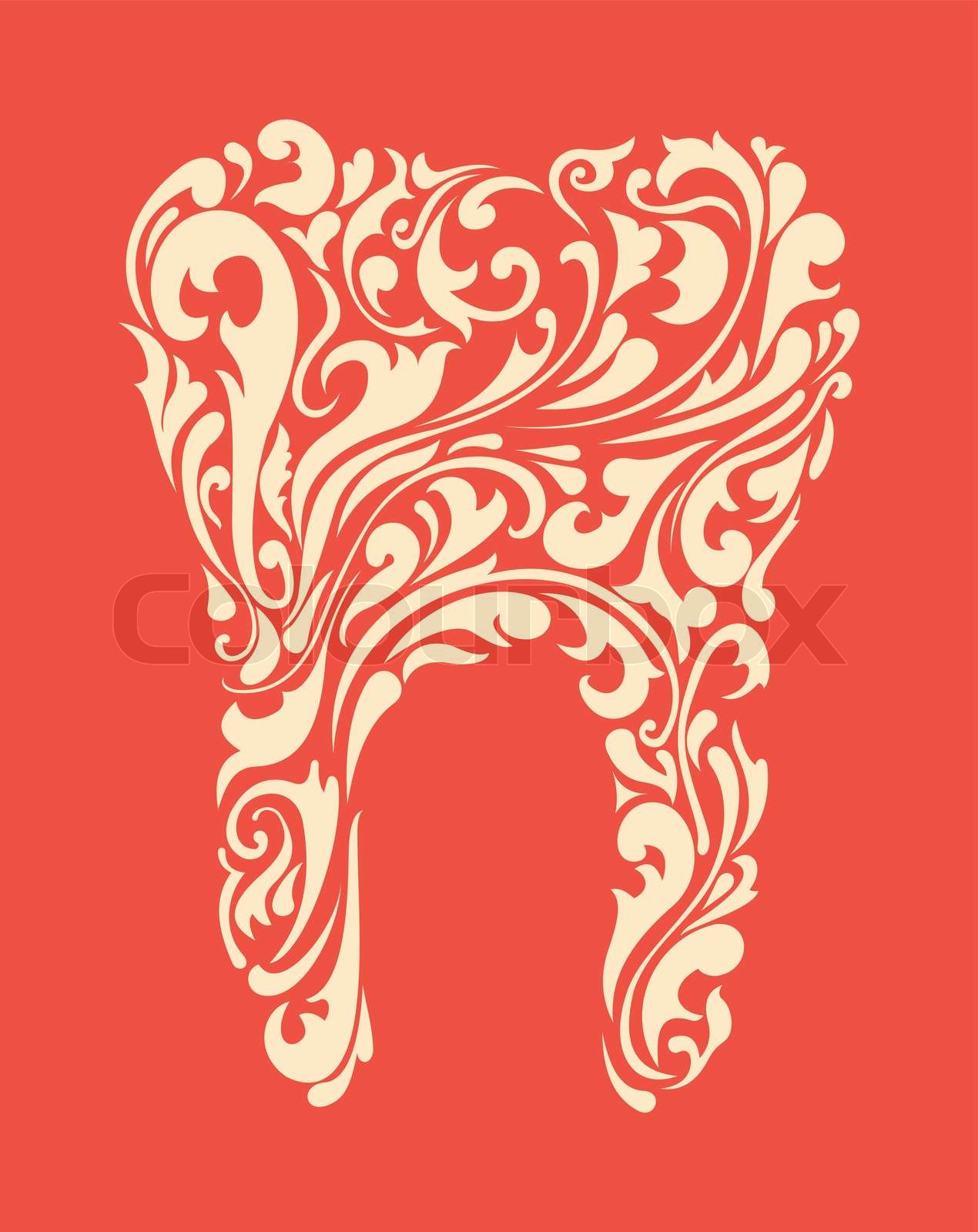 abstract floral teeth | Stock vector | Colourbox