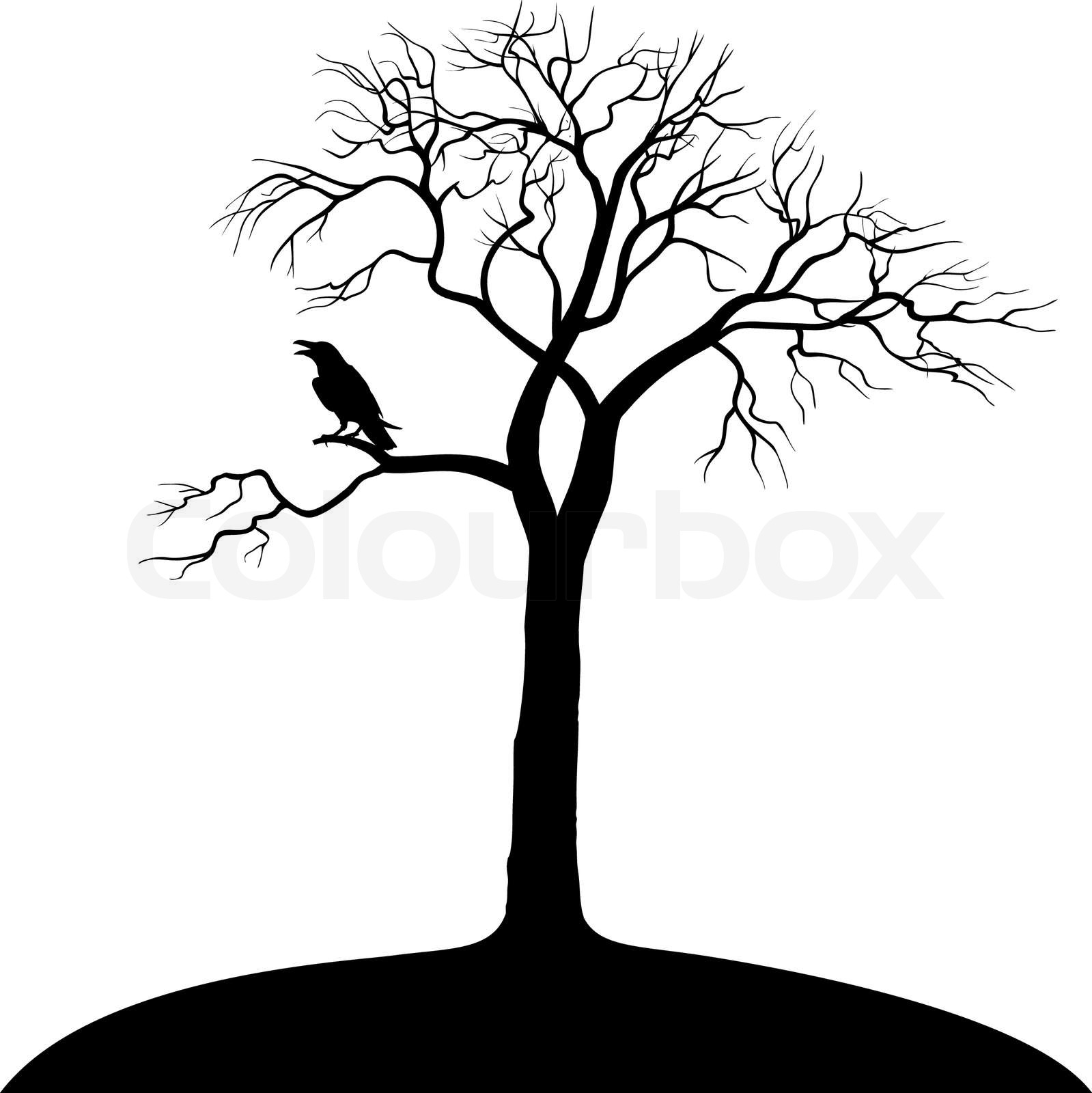 silhouette ravens on tree isolated | Stock vector | Colourbox