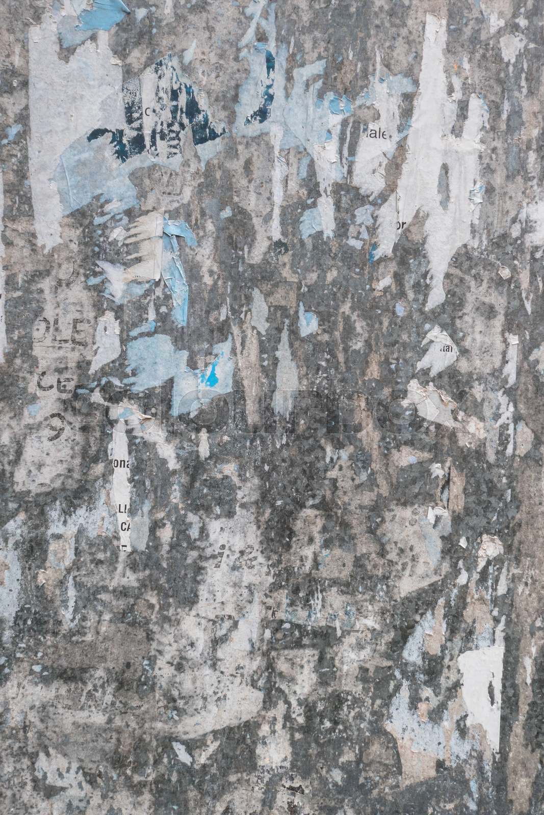 Texture of torn advertisement on an old rusty billboard panel | Stock ...