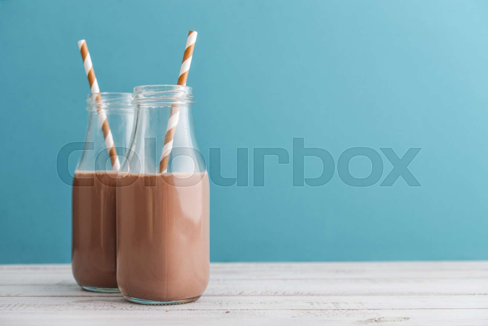 Two bottles chocolate milk | Stock image | Colourbox