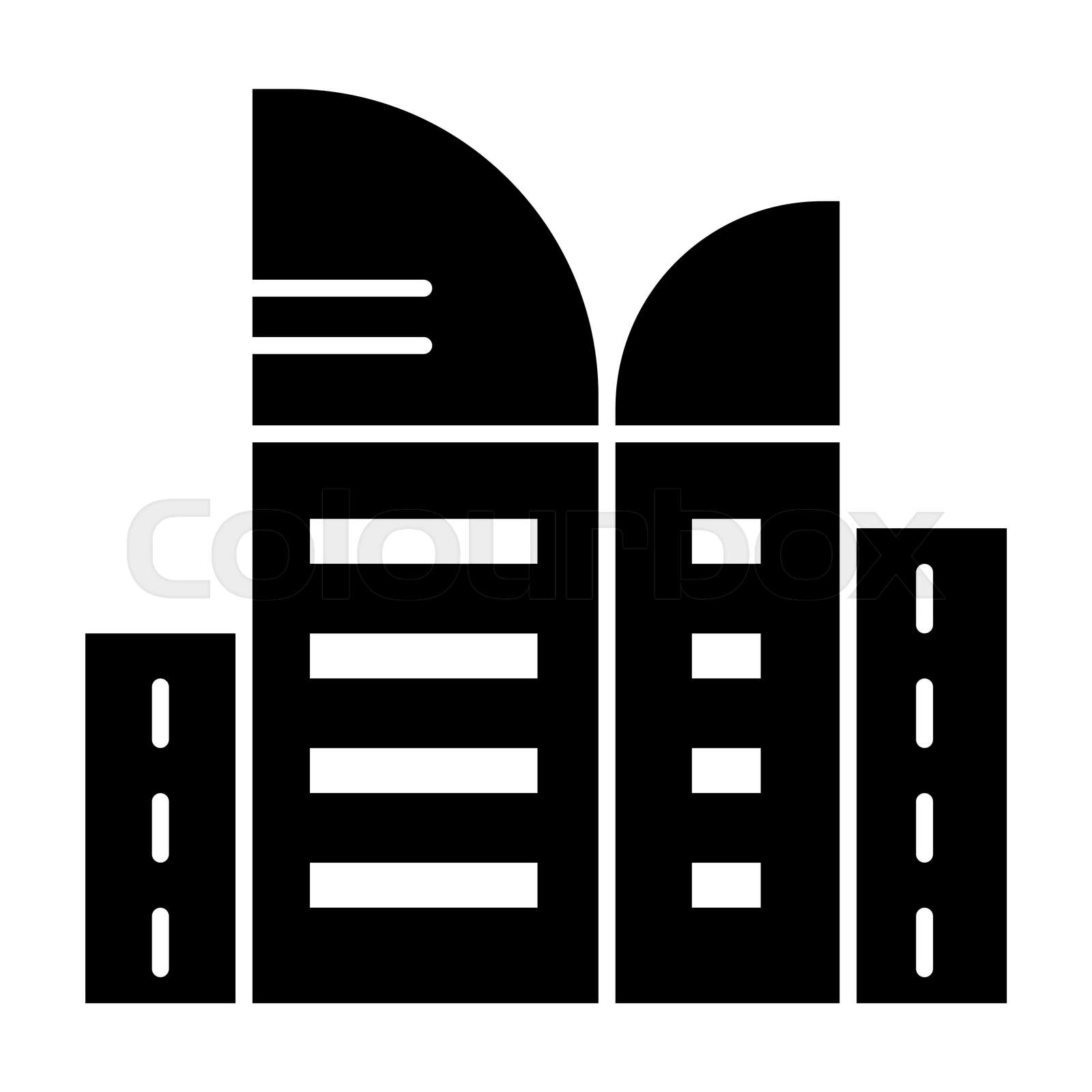 Skyscraper solid icon. High rise building with round top vector ...