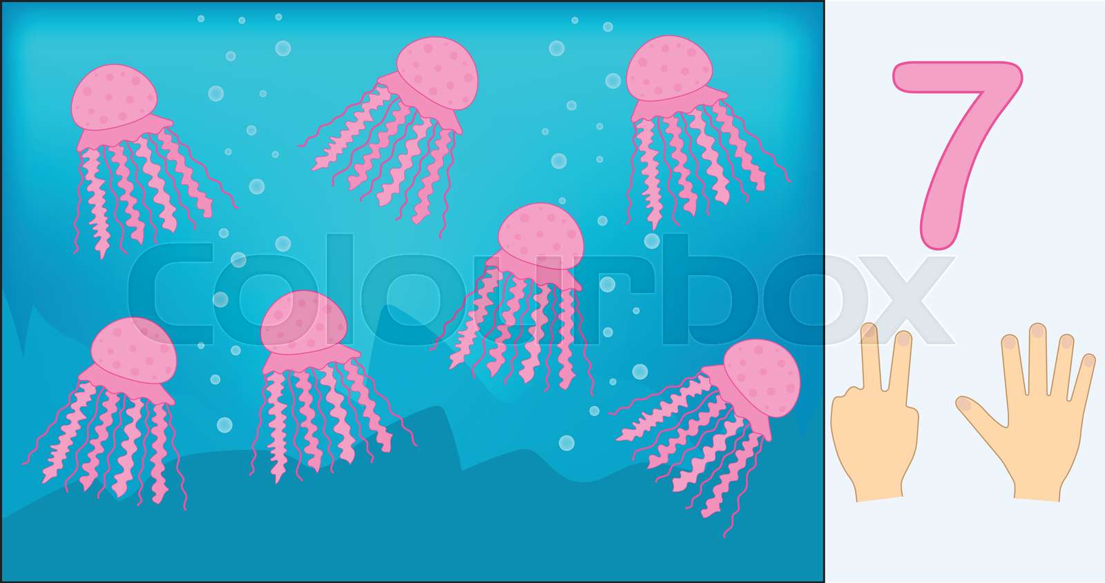 Jellyfishes Number 7 seven Learning Counting Mathematics jellyfishes-number-7-seven-learning-counting-mathematics