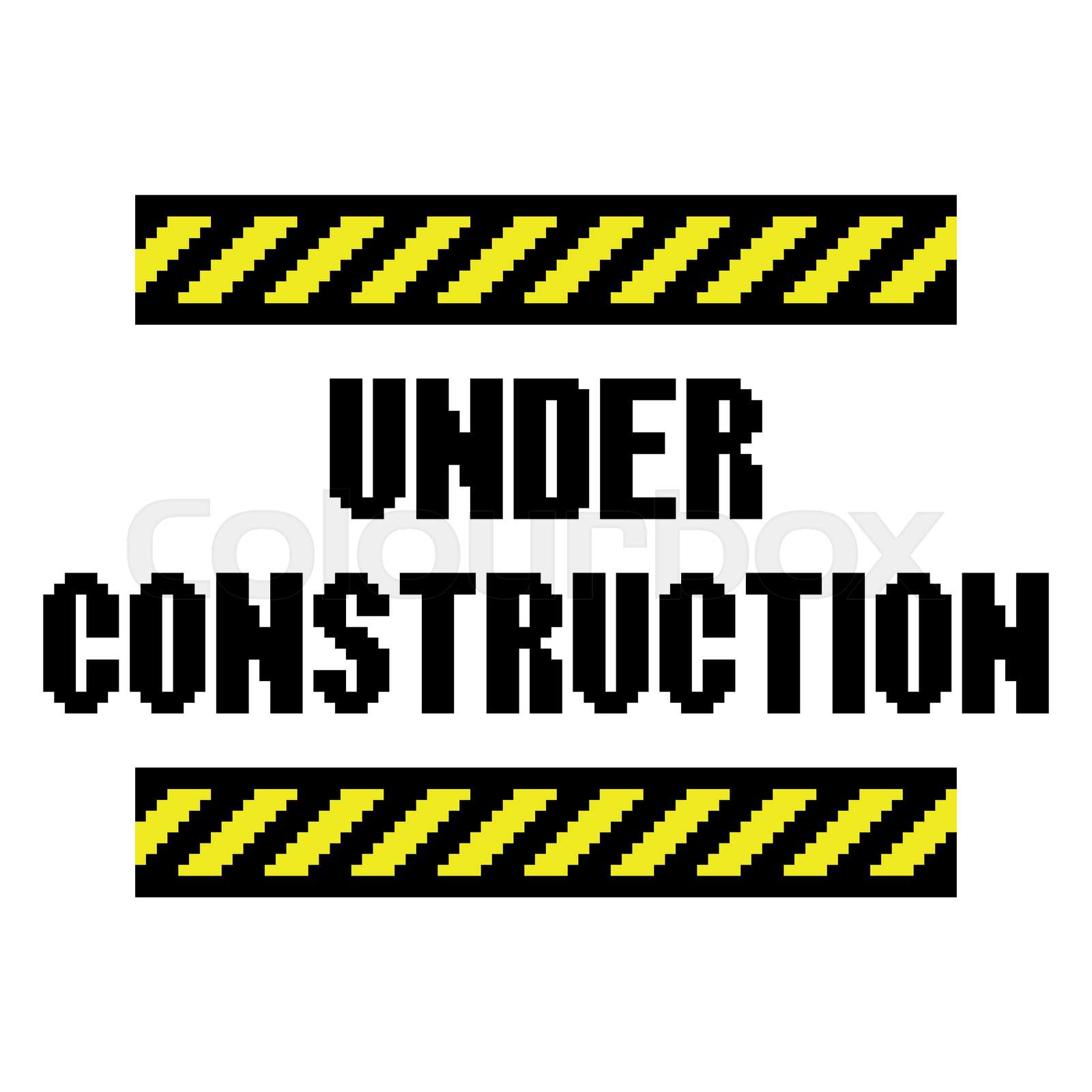 Pixel under construction text detailed illustration isolated vector ...