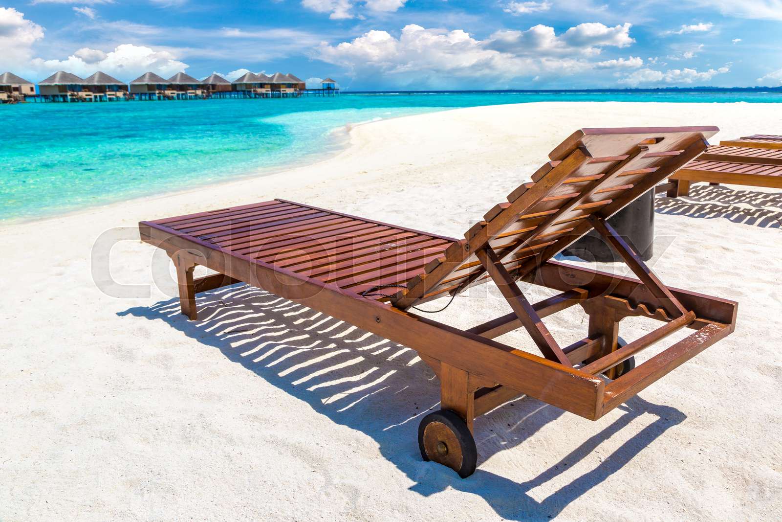 Wooden sunbed in the Maldives | Stock image | Colourbox