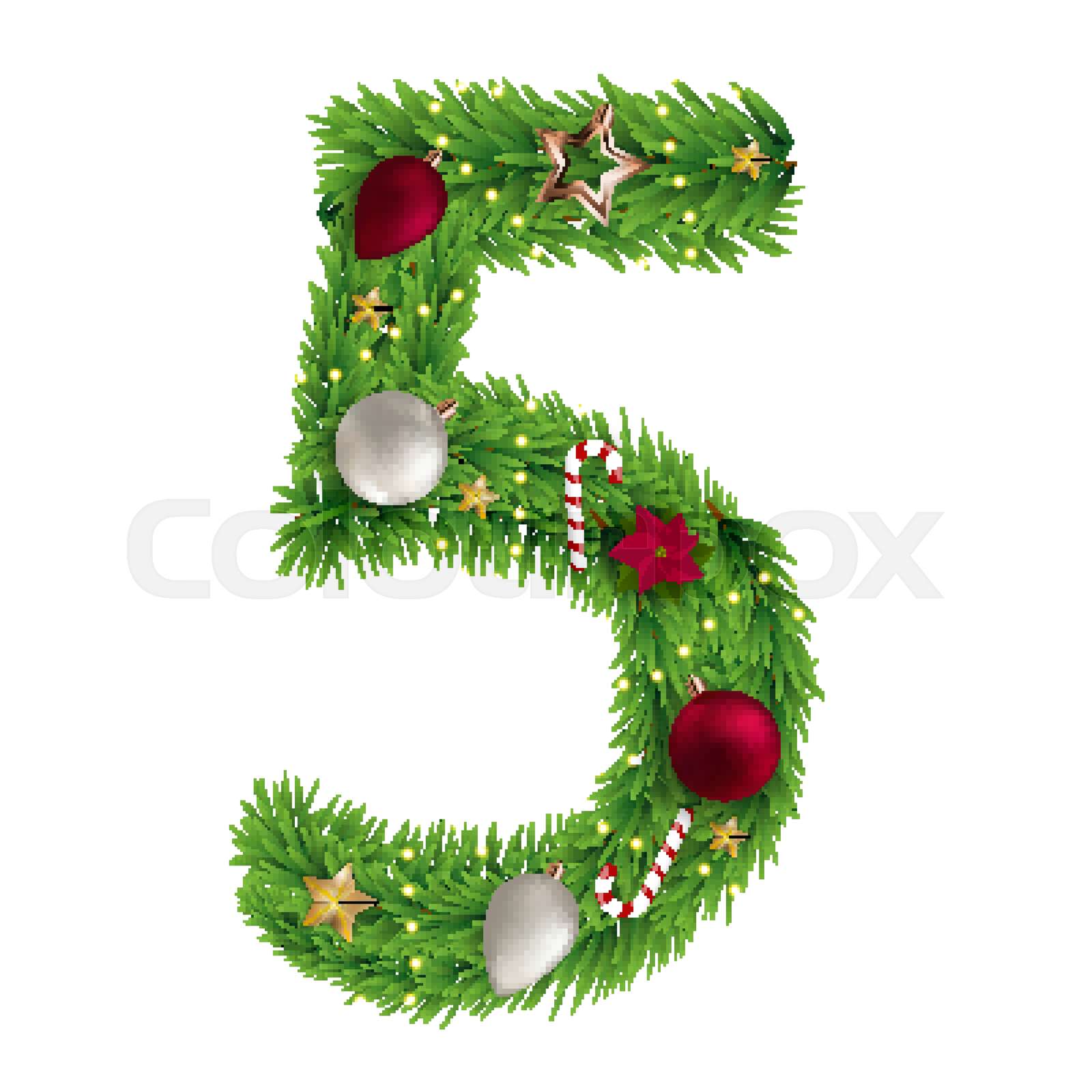 Christmas alphabet number 5 vector illustration | Stock vector | Colourbox