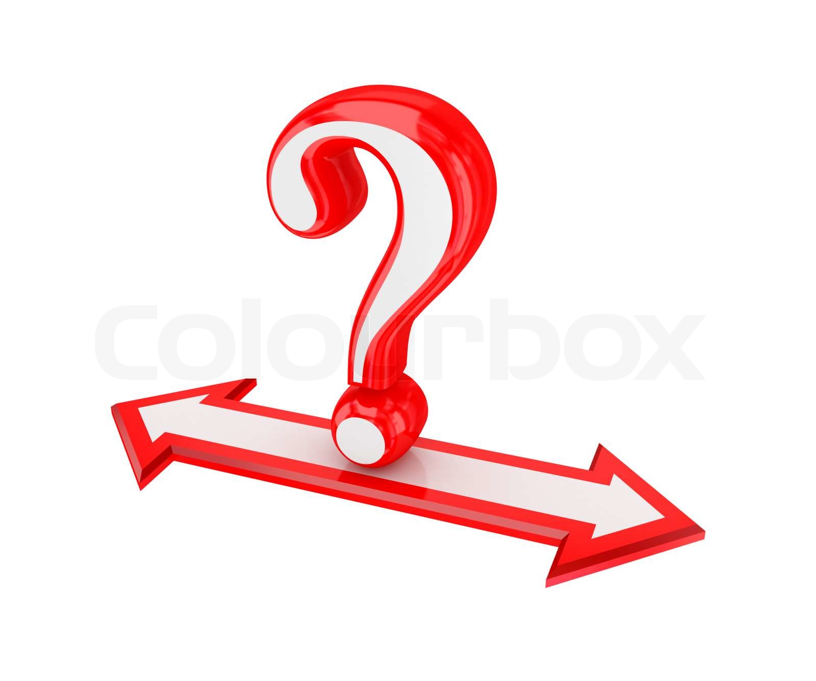 Roter Pfeil und rote query Zeichen | Stock Bild | Colourbox