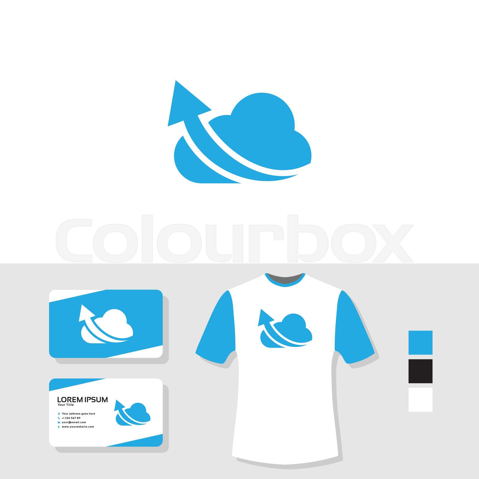 Cloud logo design with business card and t shirt mockup | Stock vector ...