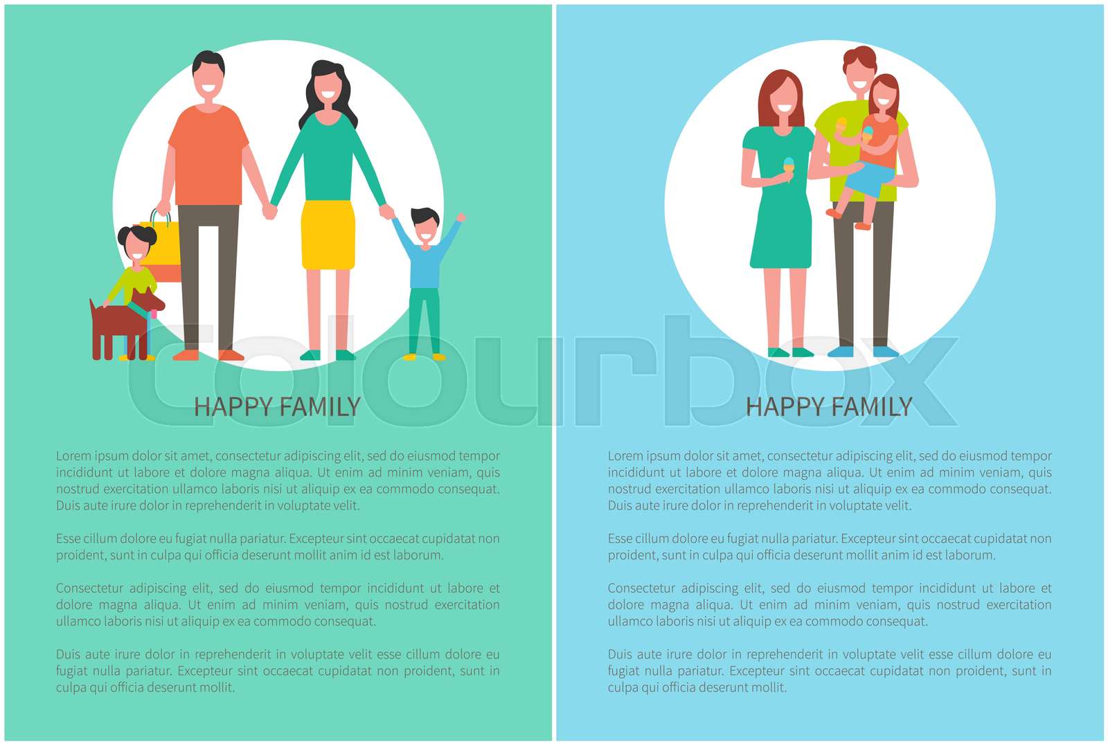 Happy Family Posters with Text Vector Illustration | Stock vector ...