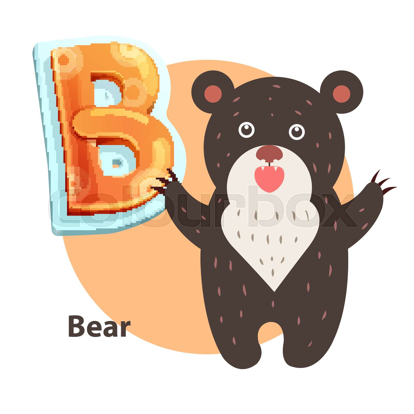 Cartoon Roaring Taliped Bear Representing B Letter | Stock vector ...