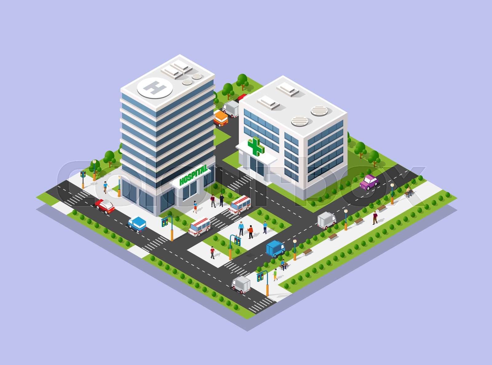 Hospital Isometric 3d Building | Stock vector | Colourbox