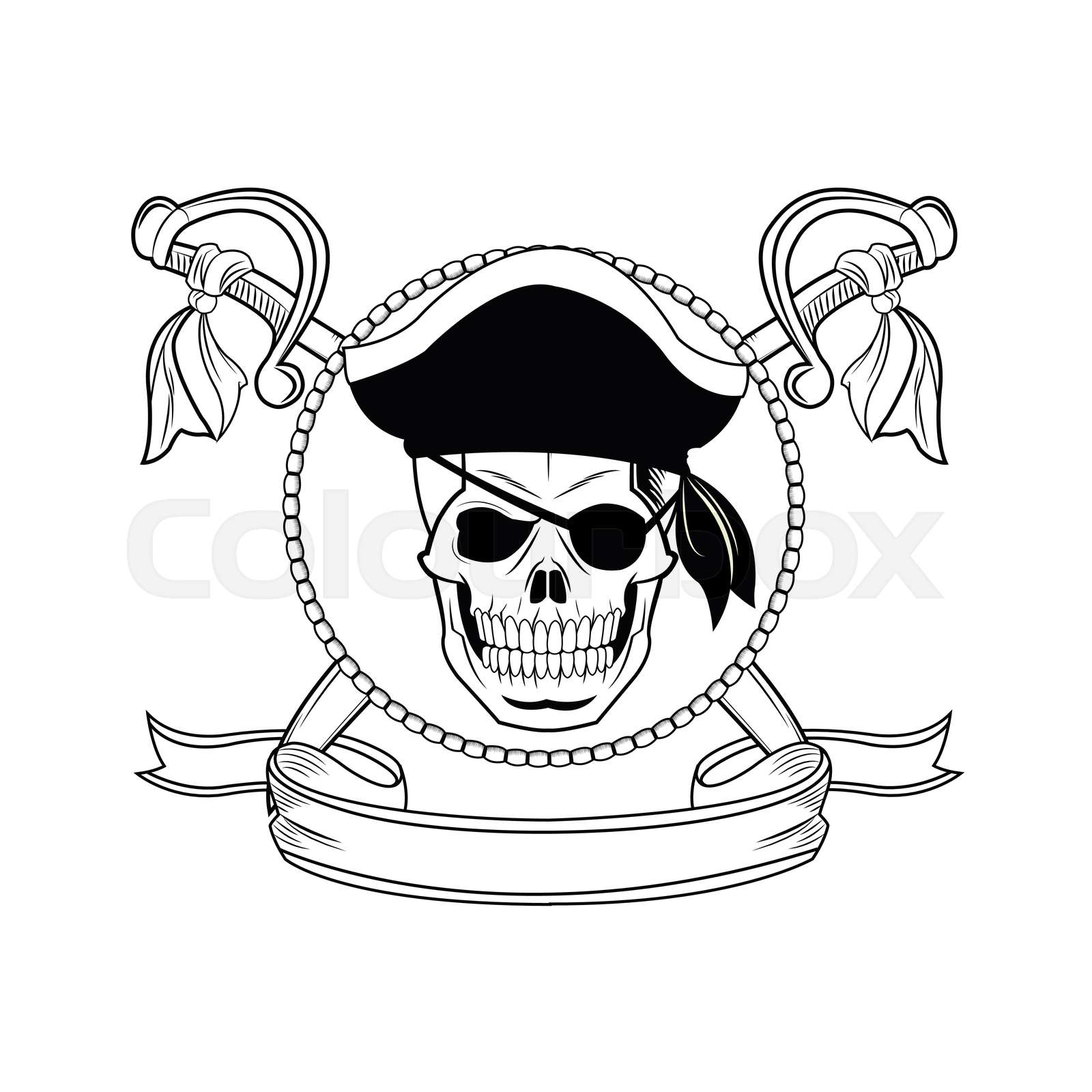 cartoon pirate tattoo design | Stock vector | Colourbox