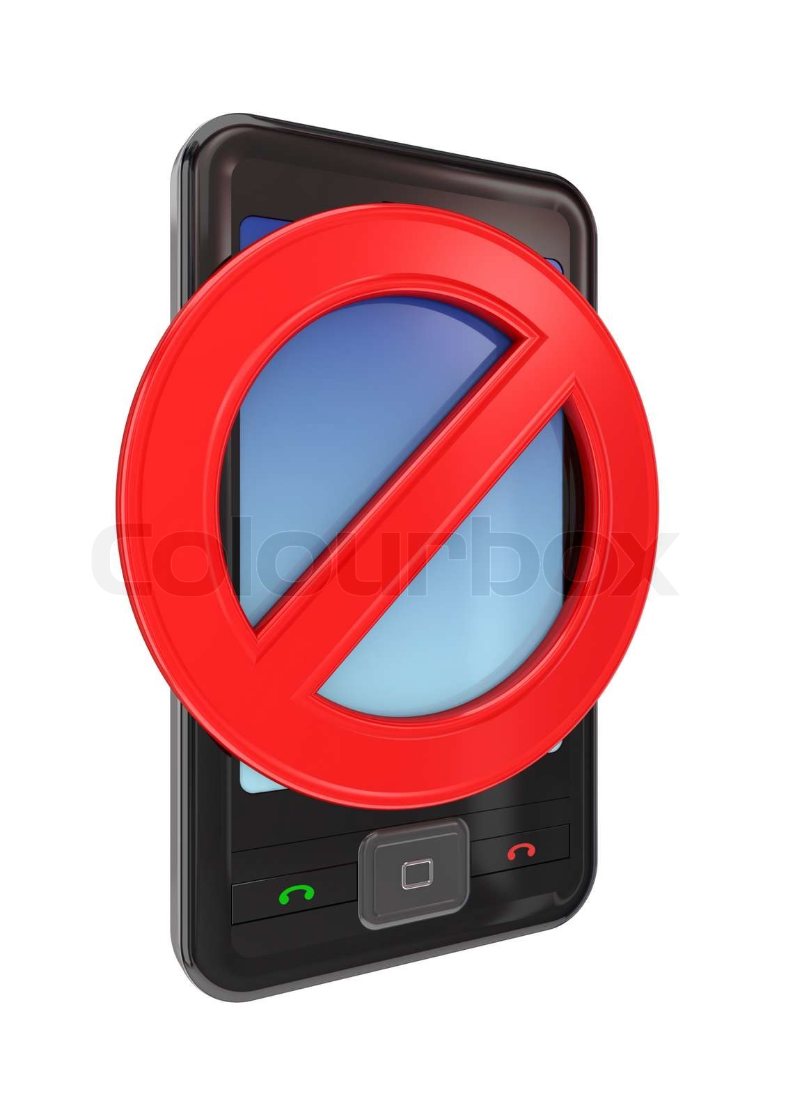 Modern mobile phone with a red stop sign | Stock image | Colourbox