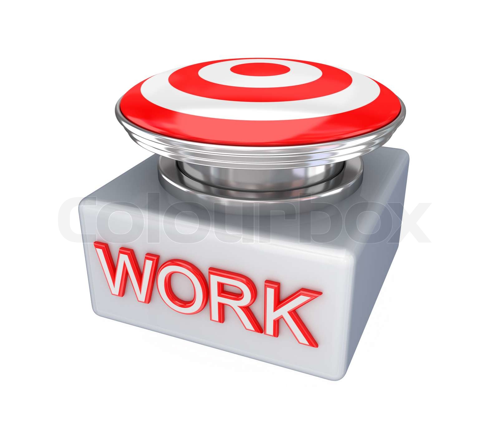 Red button with a big word WORK | Stock image | Colourbox