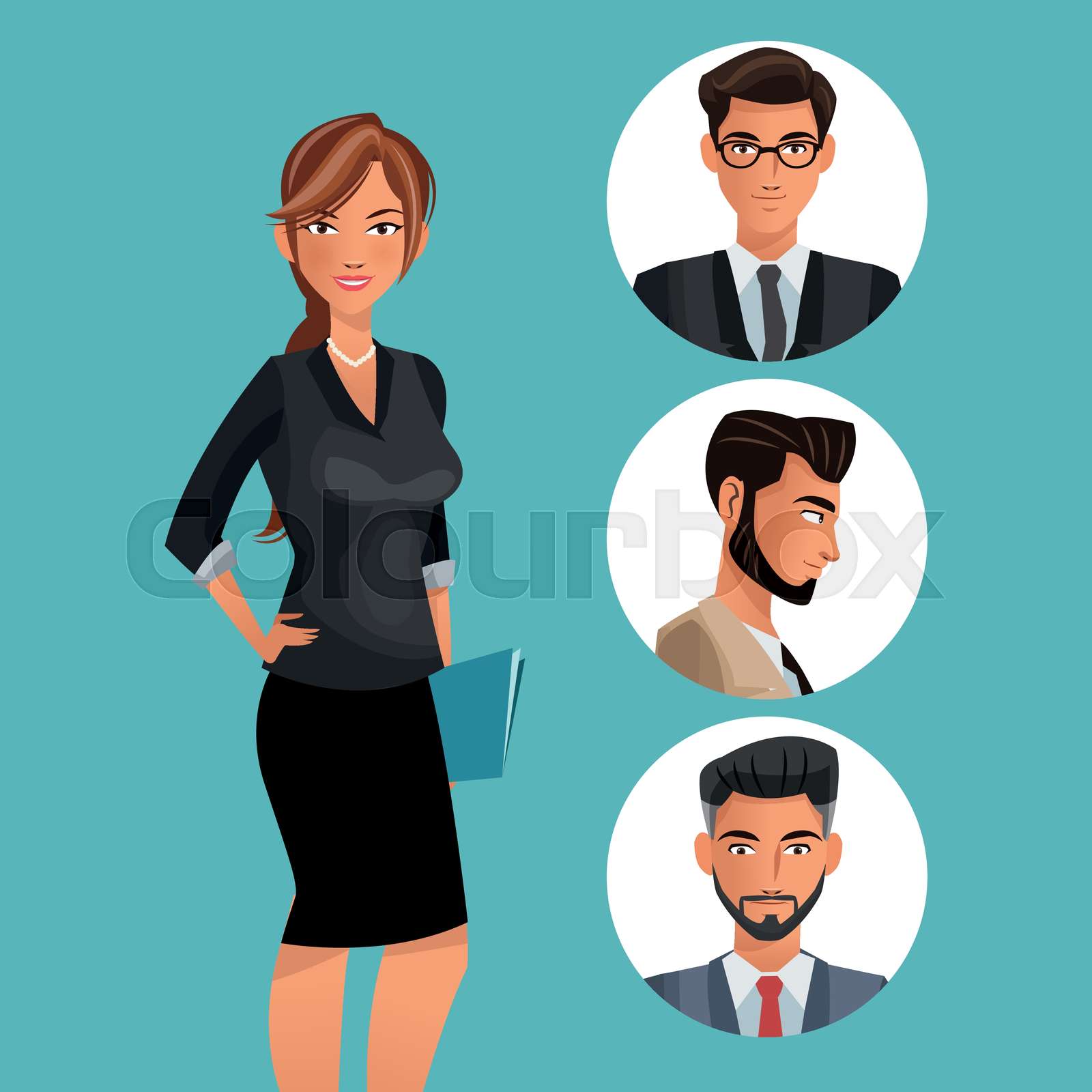 woman employee office work men icons | Stock vector | Colourbox