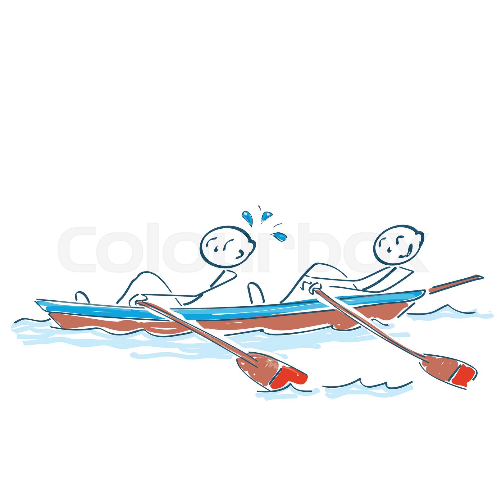 Strichmännchen sitzen zusammen im Ruderboot und rudern | Stock-Vektor ...