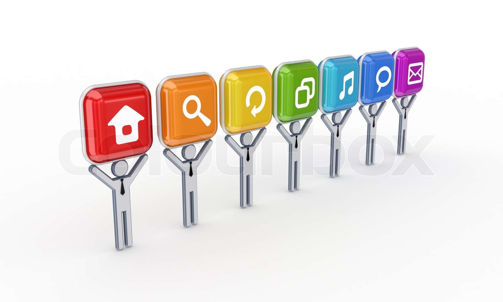 3d small people and simple icons | Stock image | Colourbox