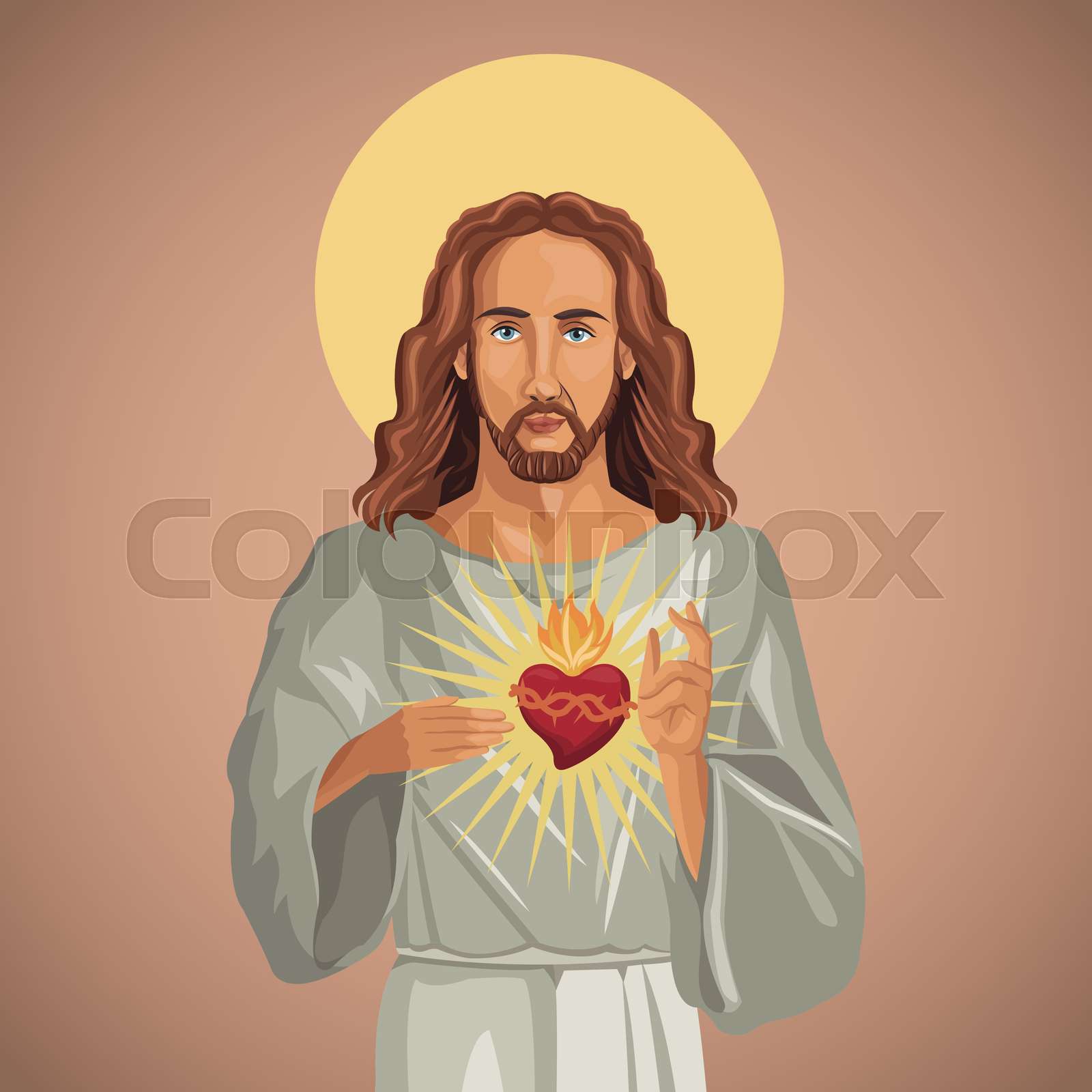 portrait jesus christ sacred heart | Stock vector | Colourbox