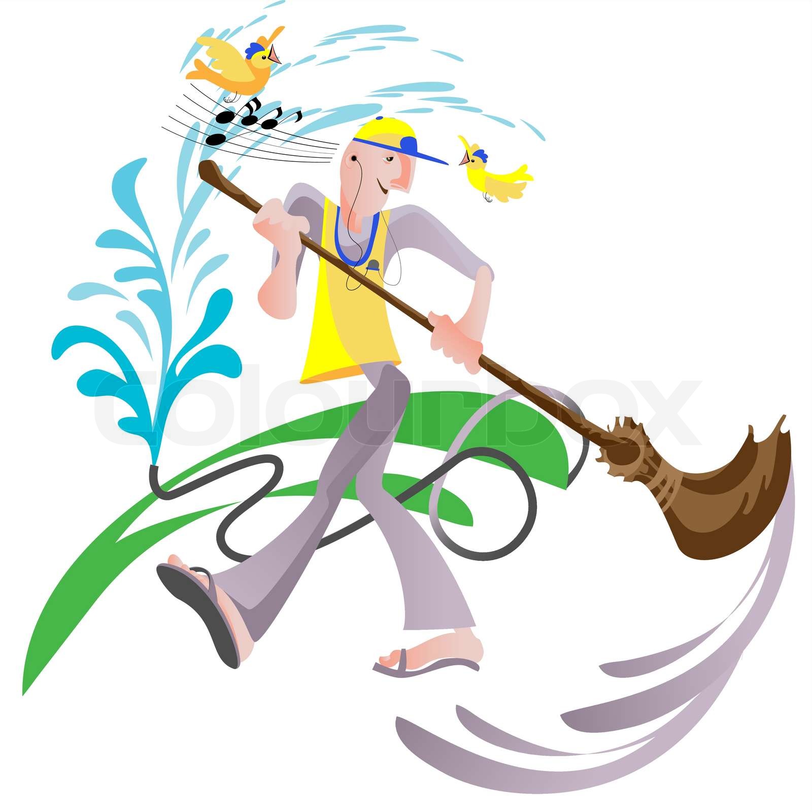 Happy janitor | Stock vector | Colourbox