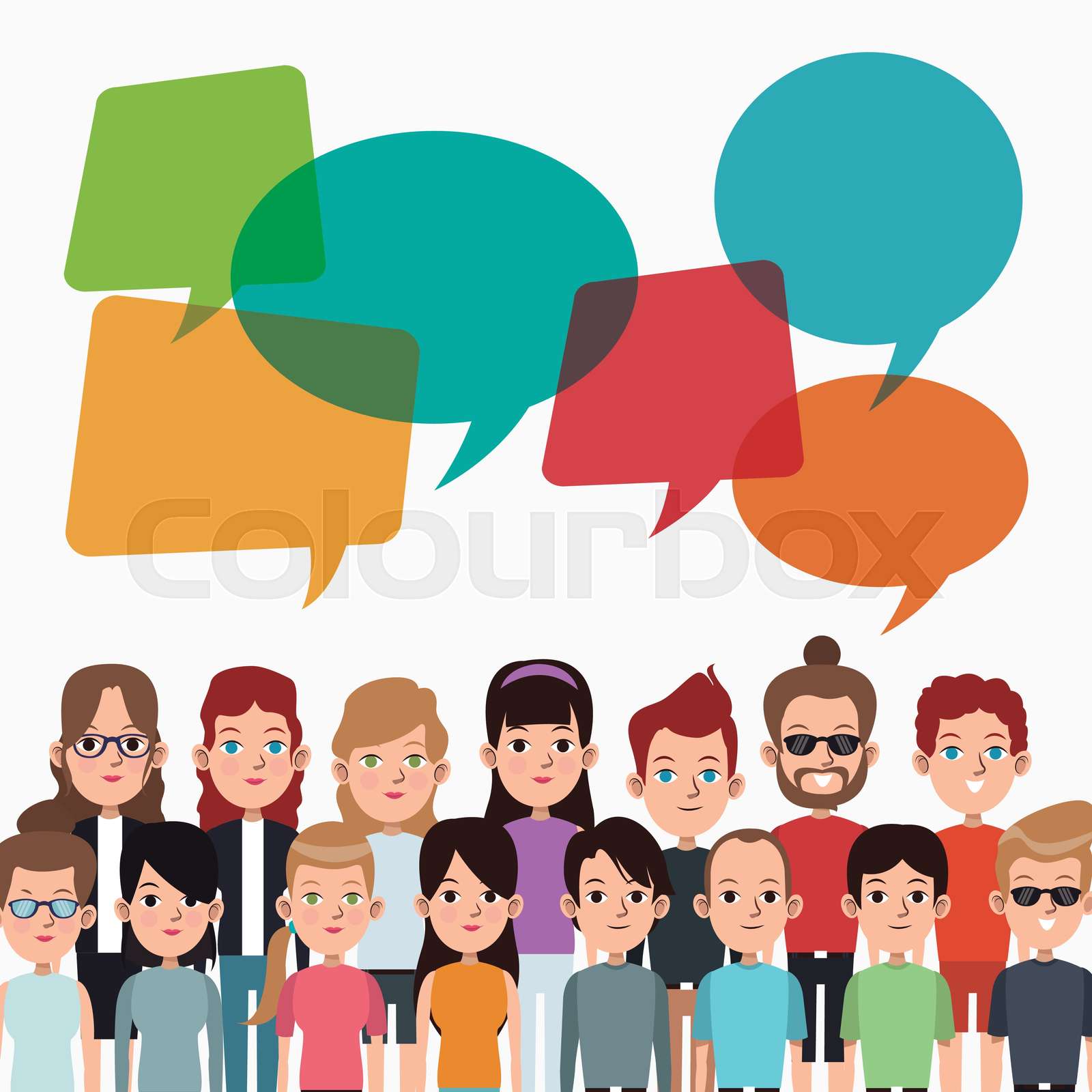 cartoon people community talking communication bubble speech | Stock ...
