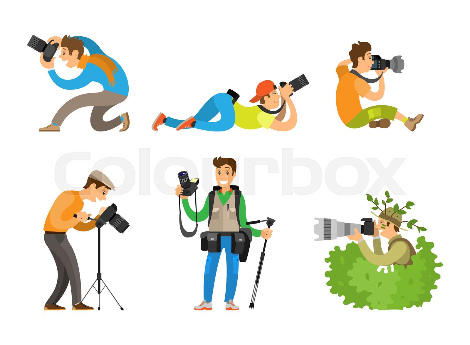 Photographers and Photo Reporters with Cameras Set | Stock vector ...