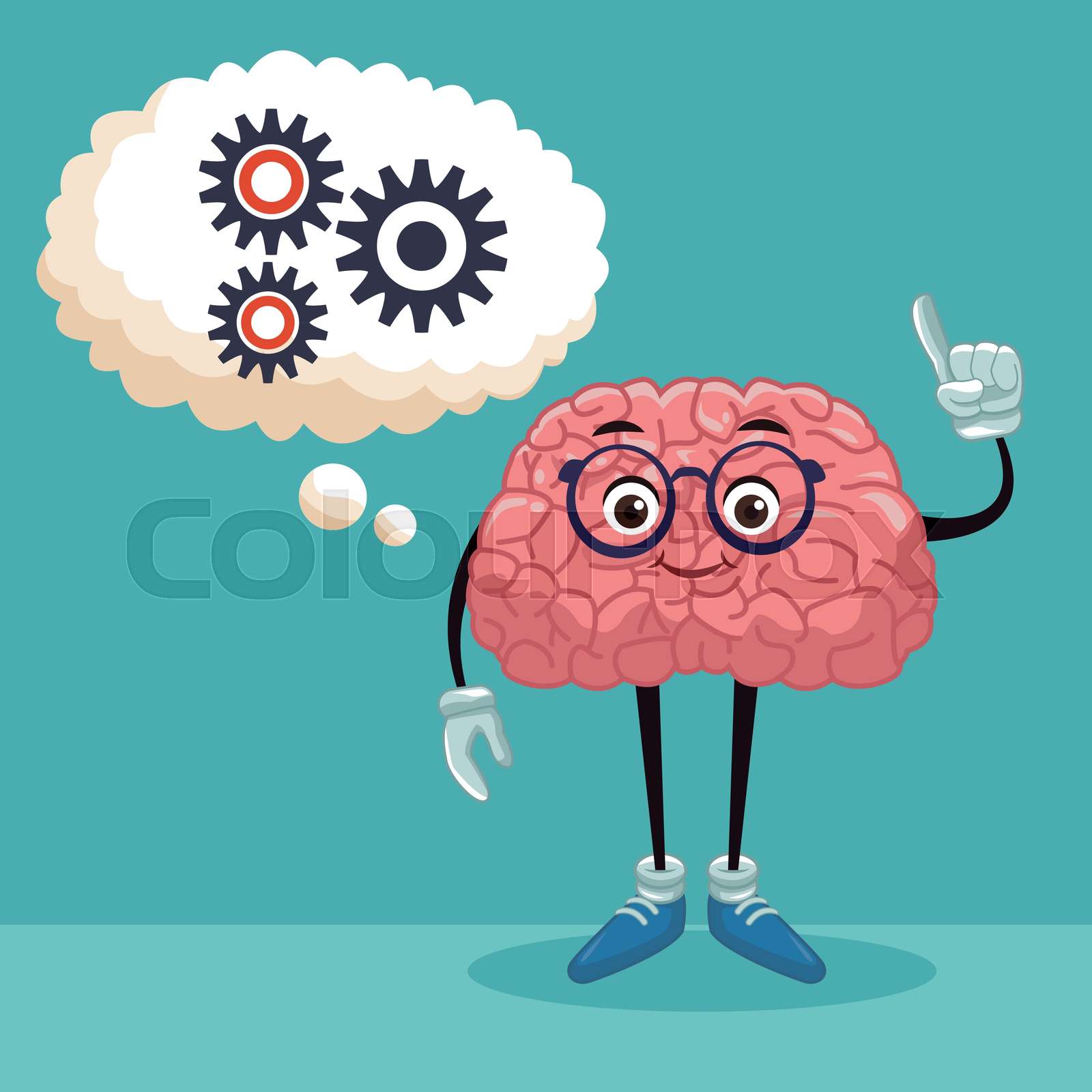 Cute brain cartoon | Stock vector | Colourbox