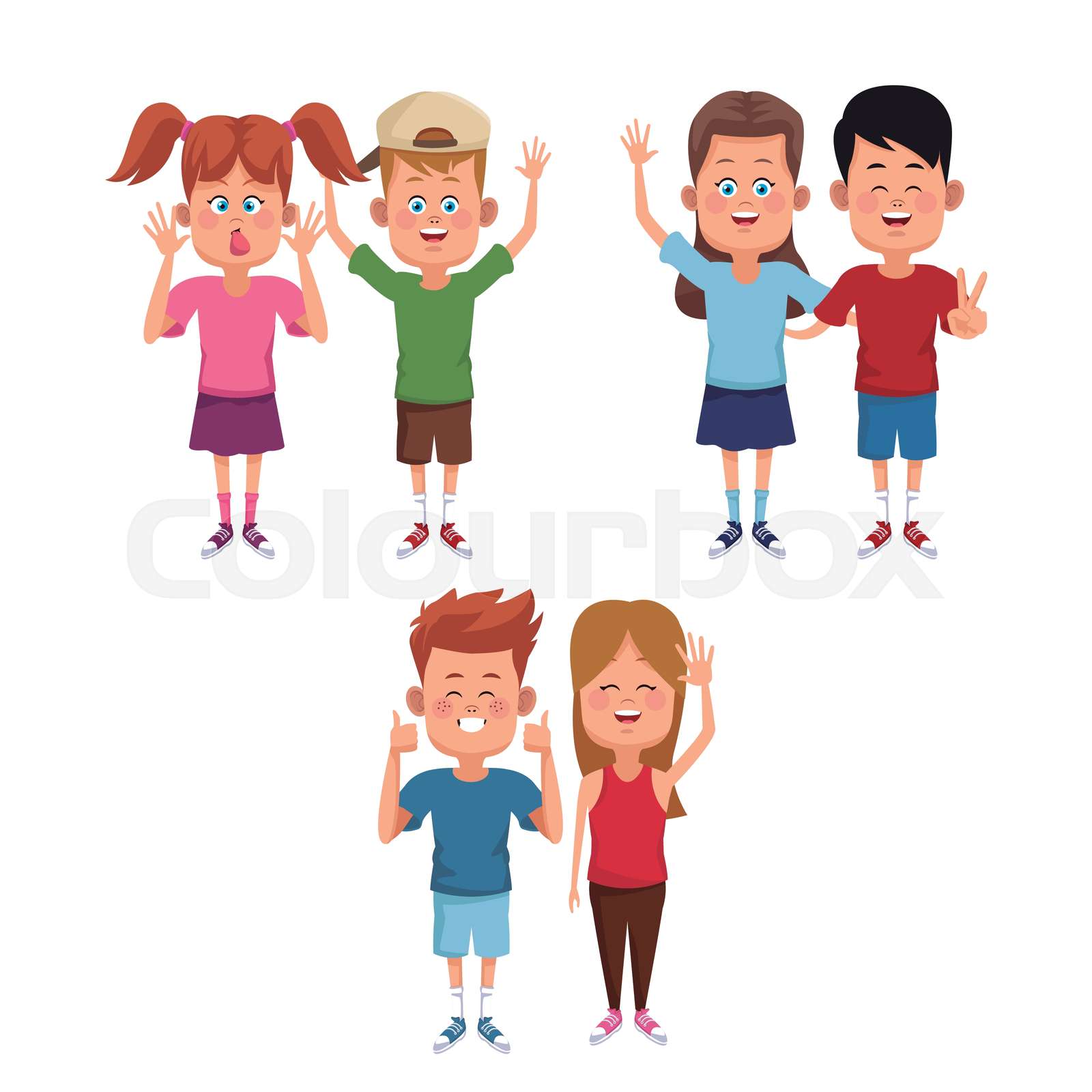 Kids friends cartoon | Stock vector | Colourbox