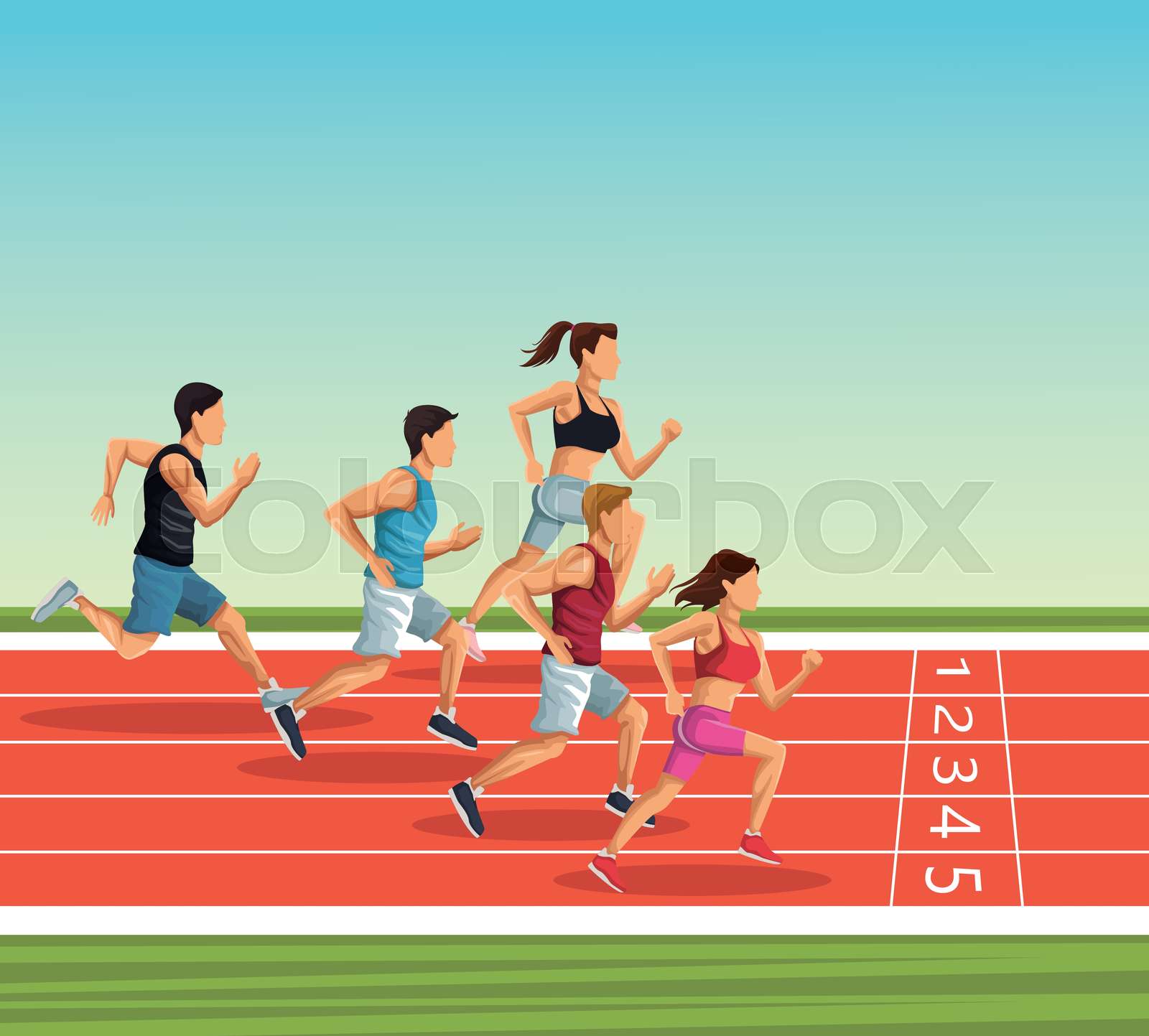 People on running track | Stock vector | Colourbox