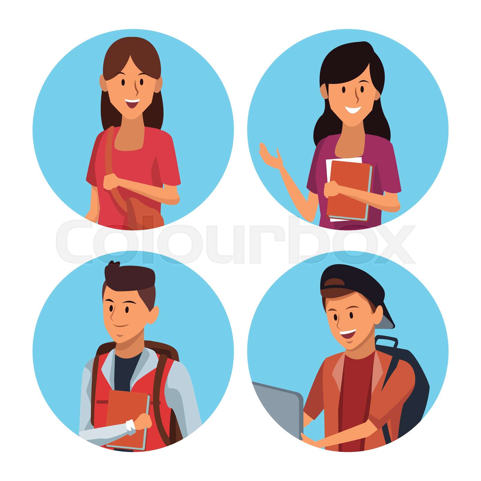 Young students cartoon | Stock vector | Colourbox