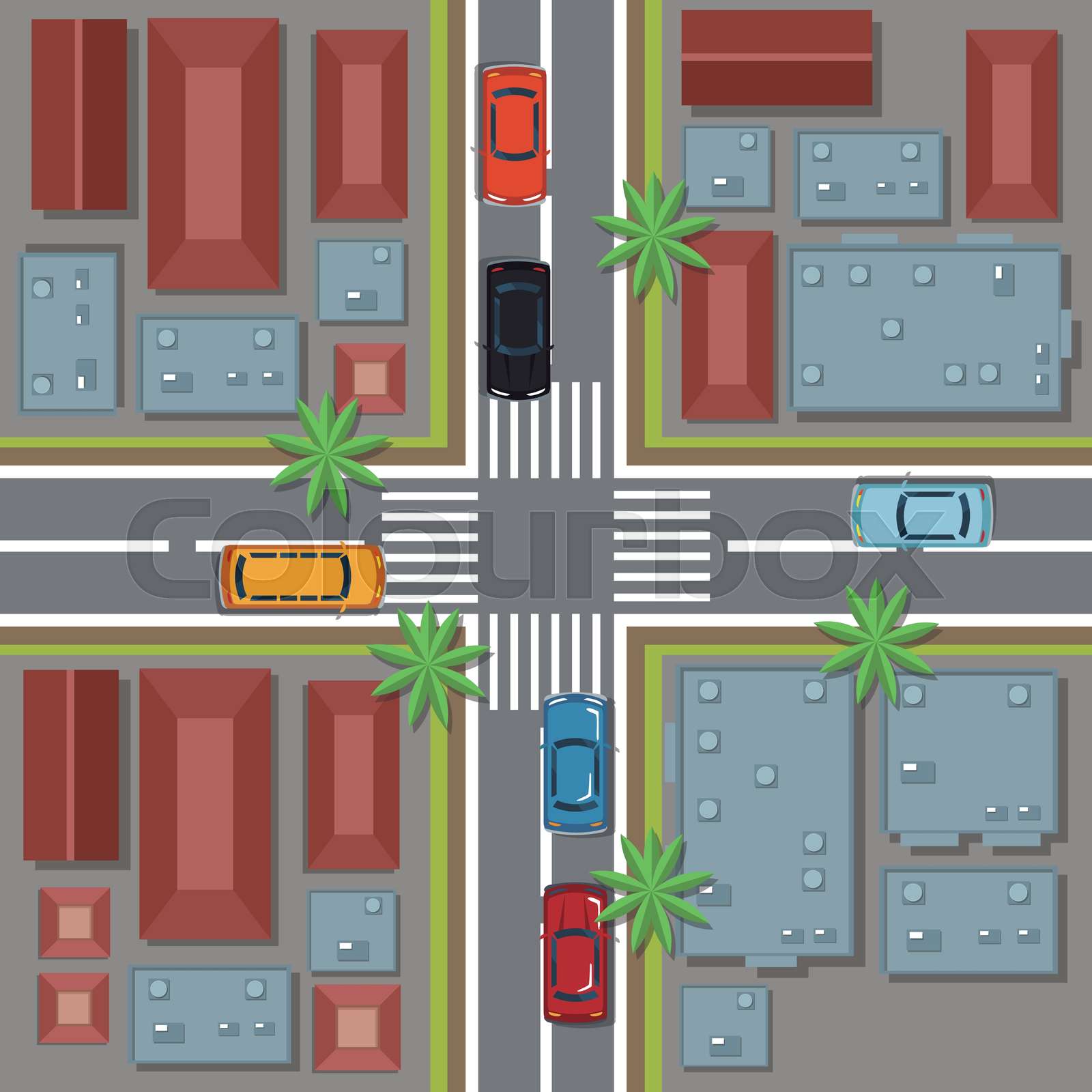 Urban top view cartoon | Stock vector | Colourbox