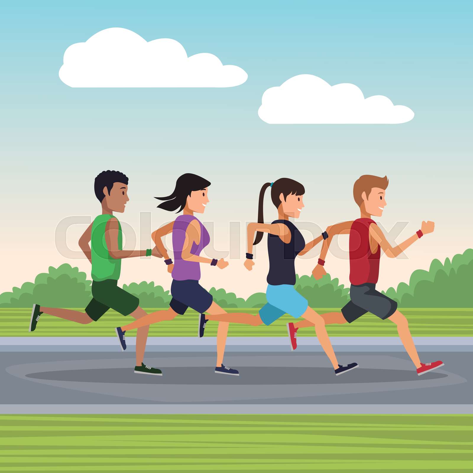 People Running In Park