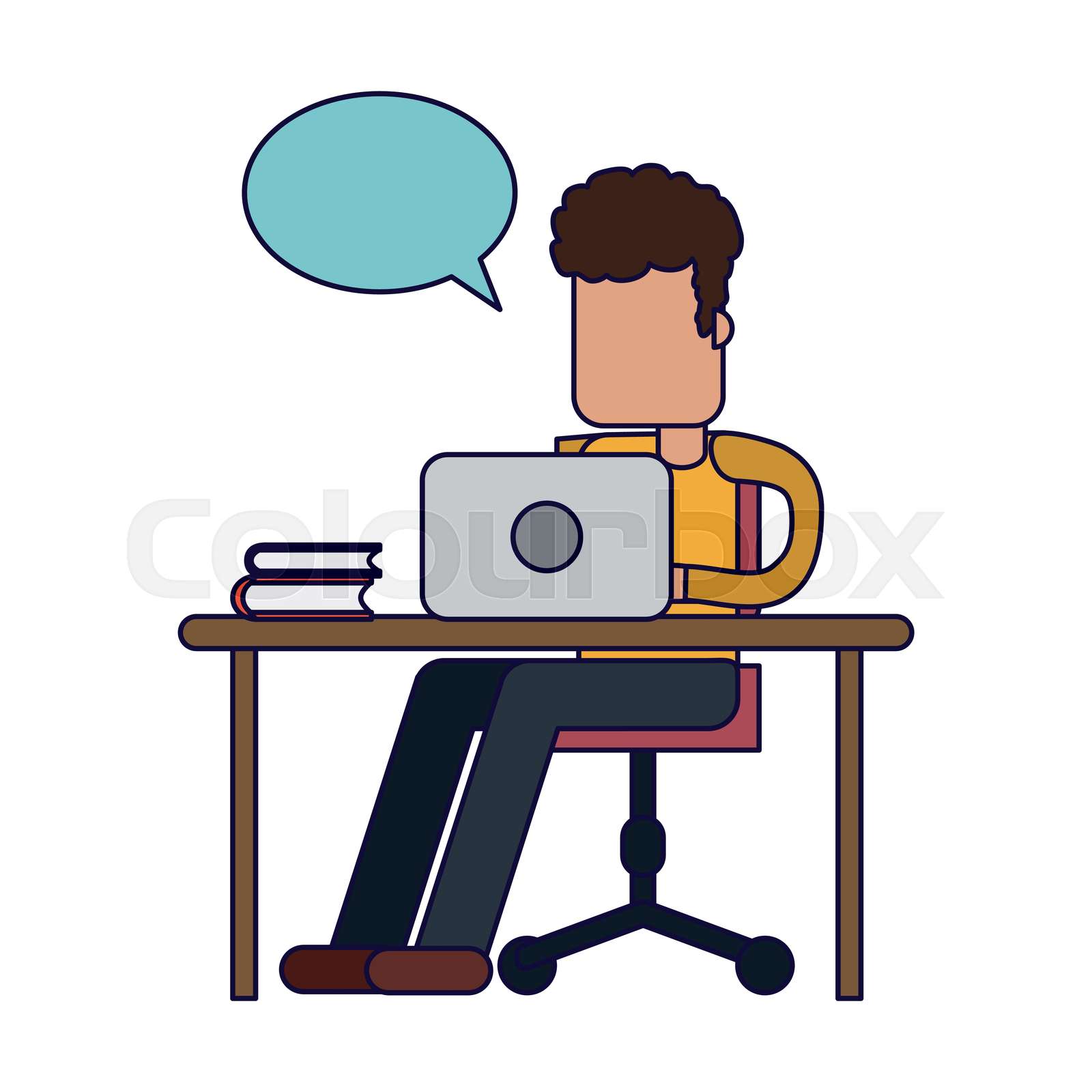 Working with computer avatar | Stock vector | Colourbox