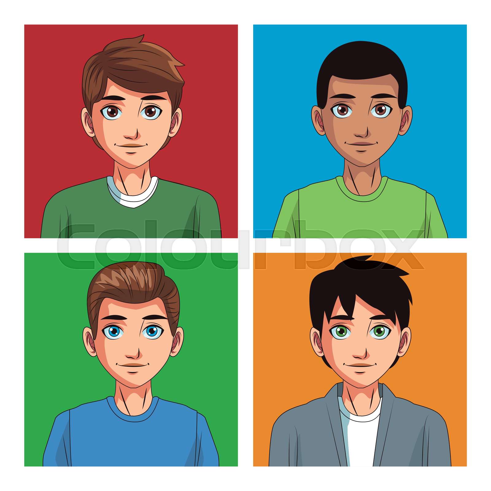 Young men cartoon | Stock vector | Colourbox
