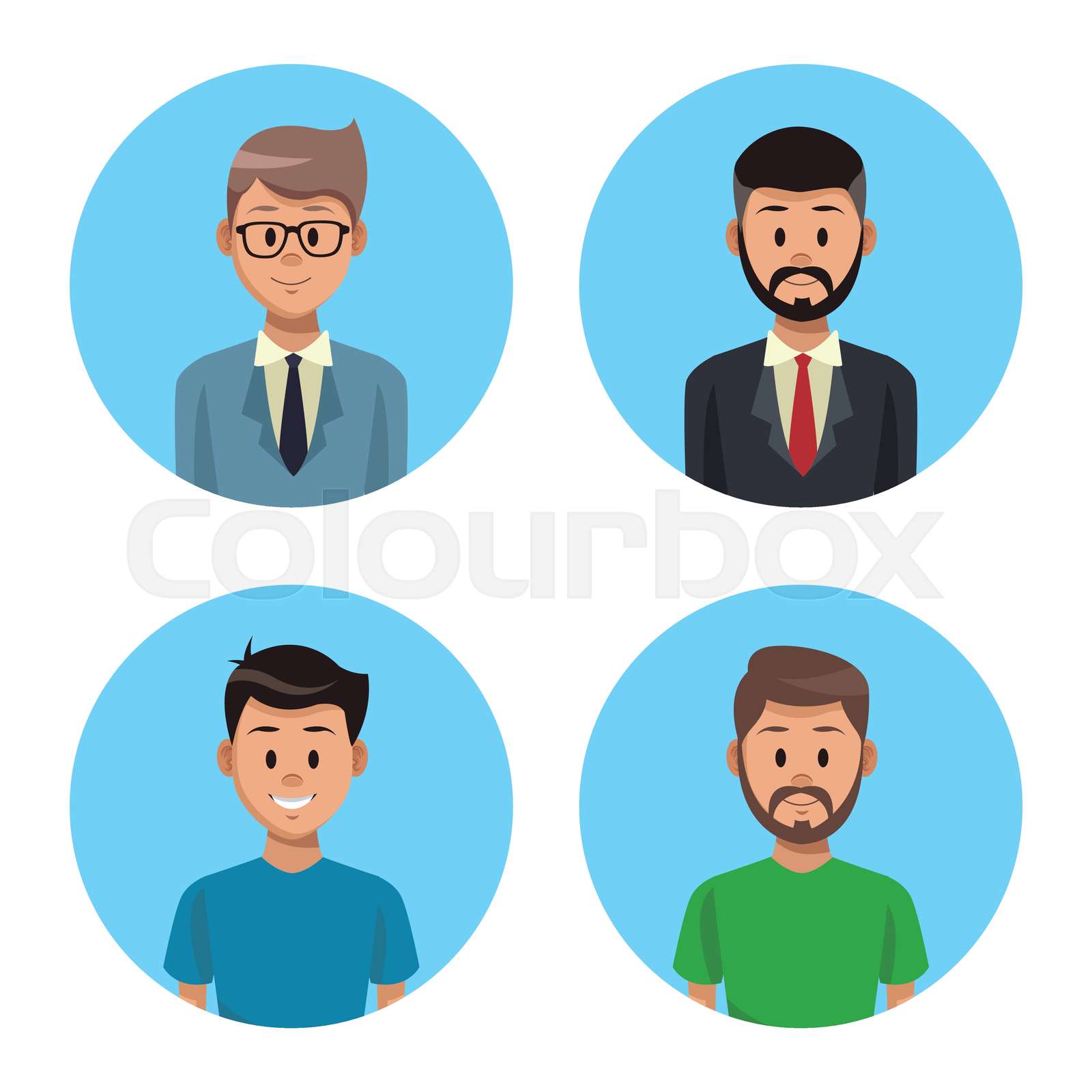 Young mens round icons | Stock vector | Colourbox