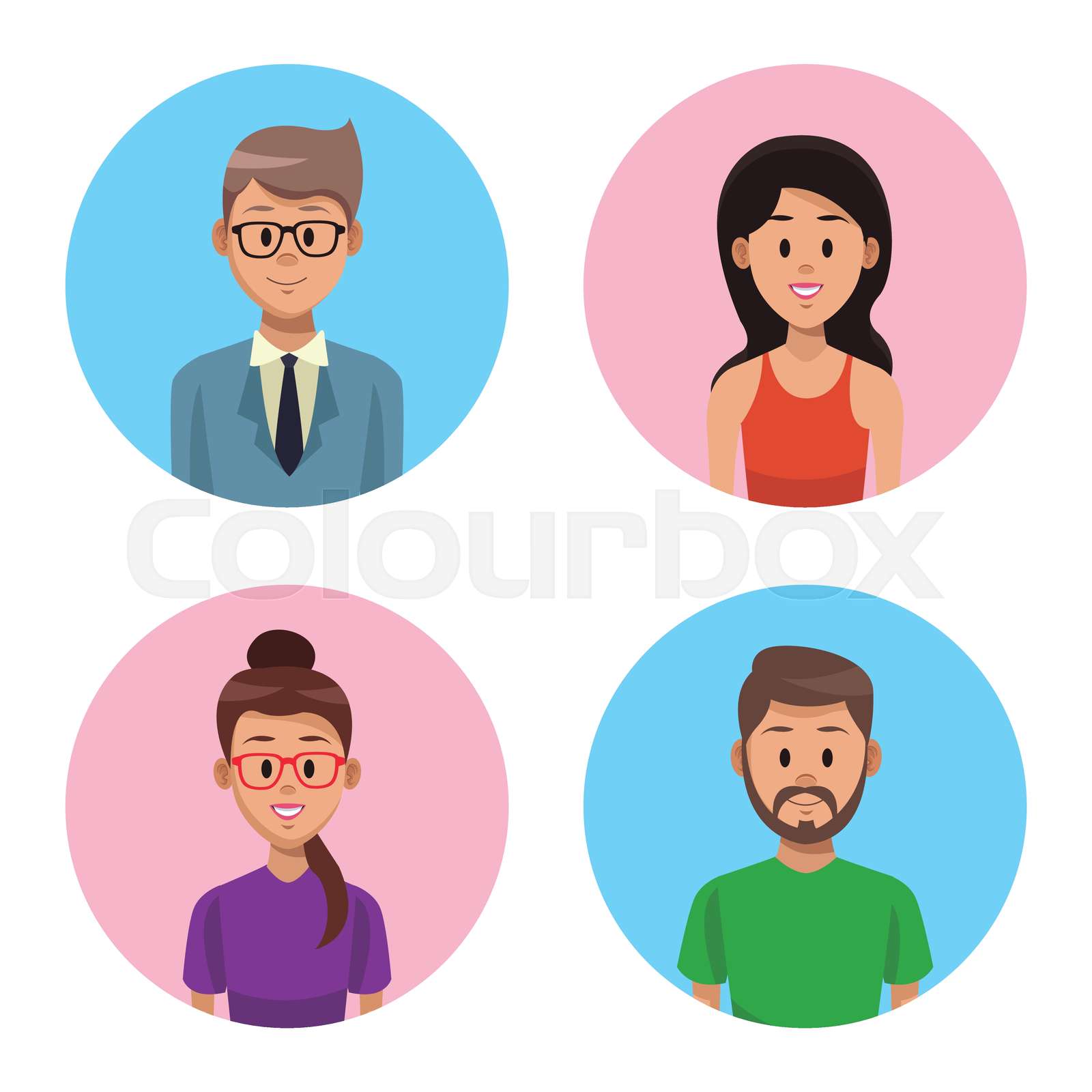 Young people round icons | Stock vector | Colourbox