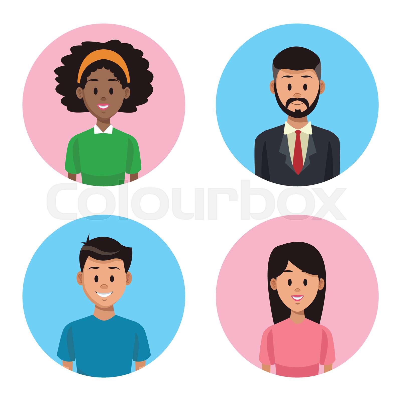 Young people round icons | Stock vector | Colourbox