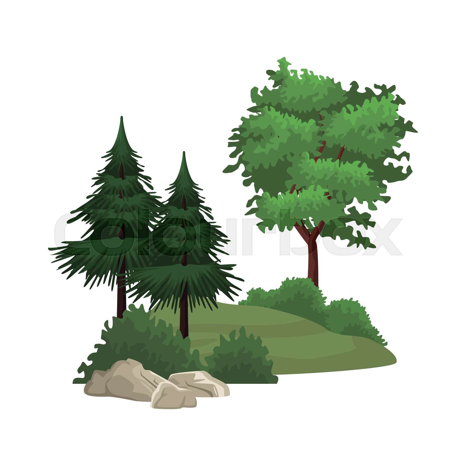 Trees And Bushes Stock Vector Colourbox