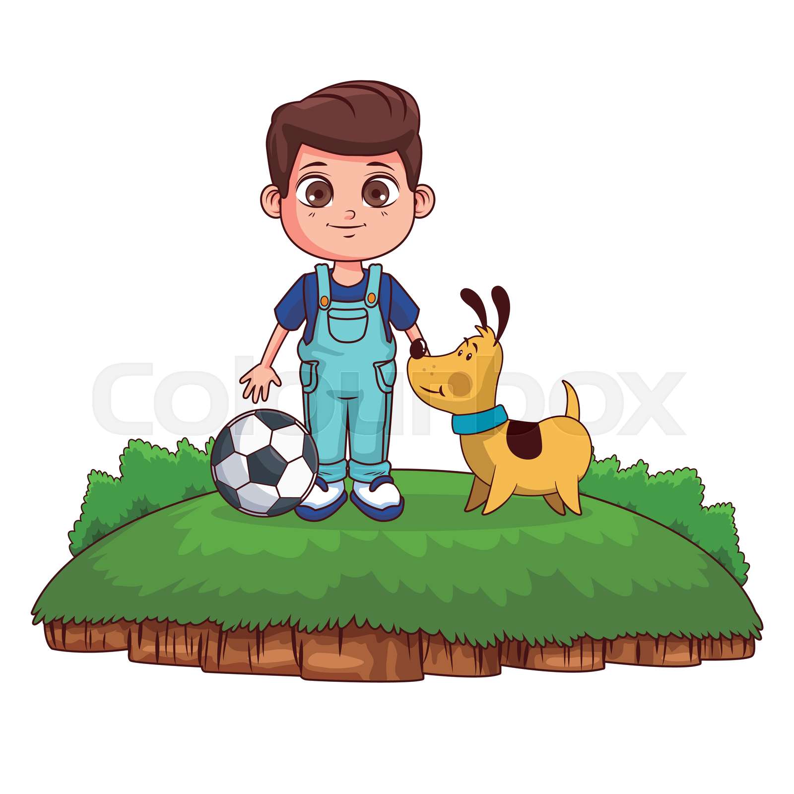 Boy with dog cartoon | Stock vector | Colourbox
