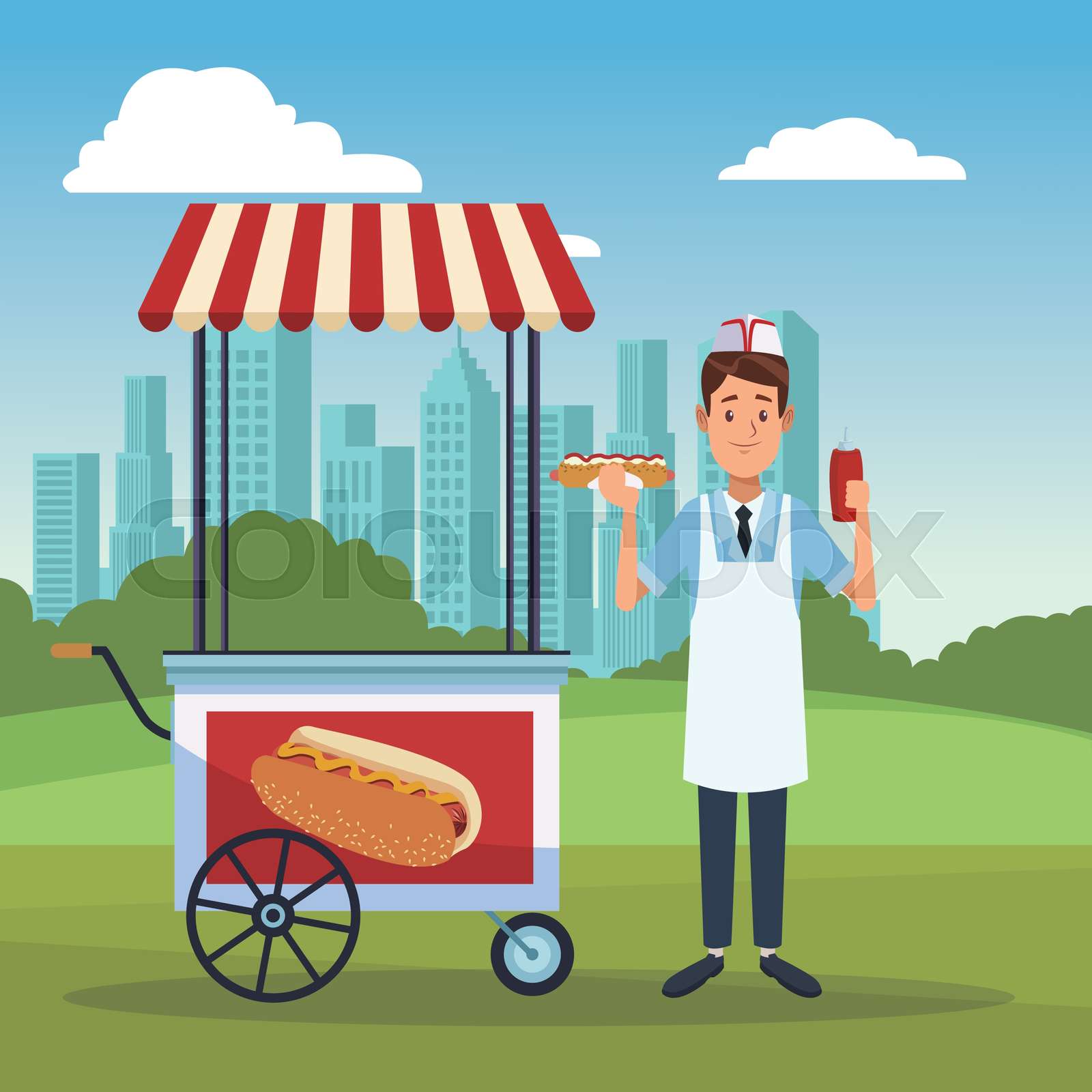 Hot dog stand cartoon | Stock vector | Colourbox