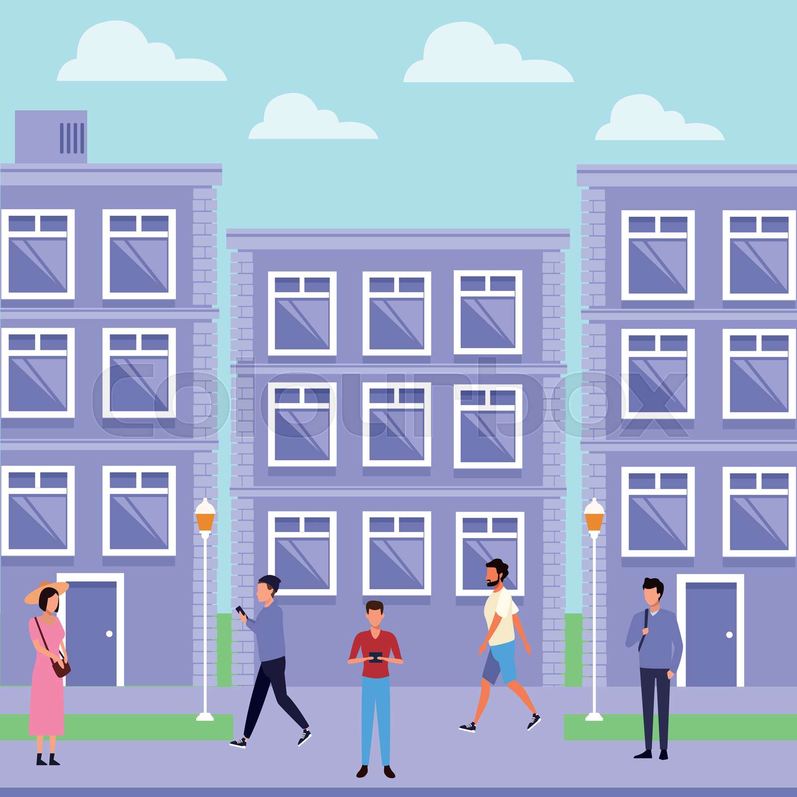 People at town | Stock vector | Colourbox