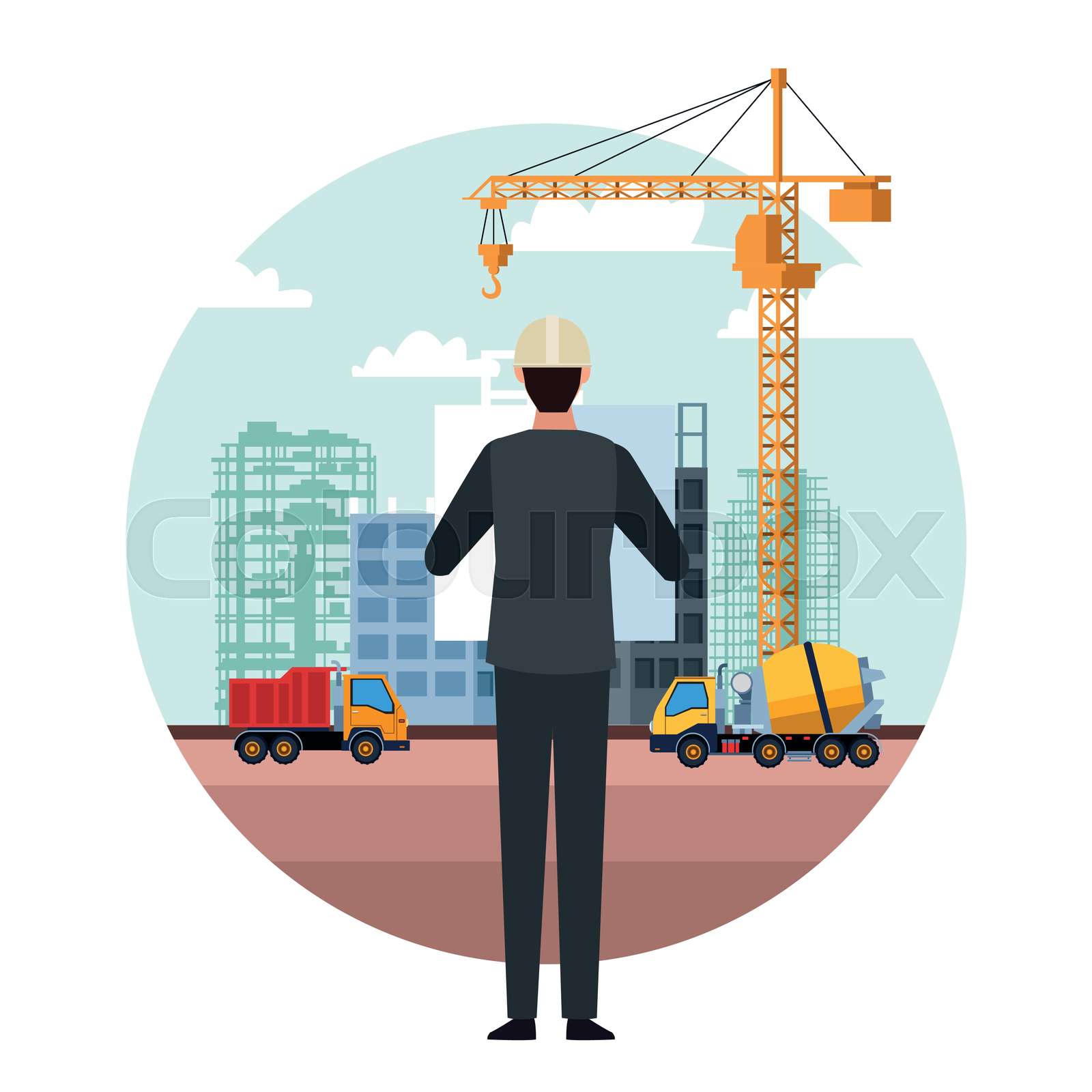construction engineer cartoon | Stock vector | Colourbox