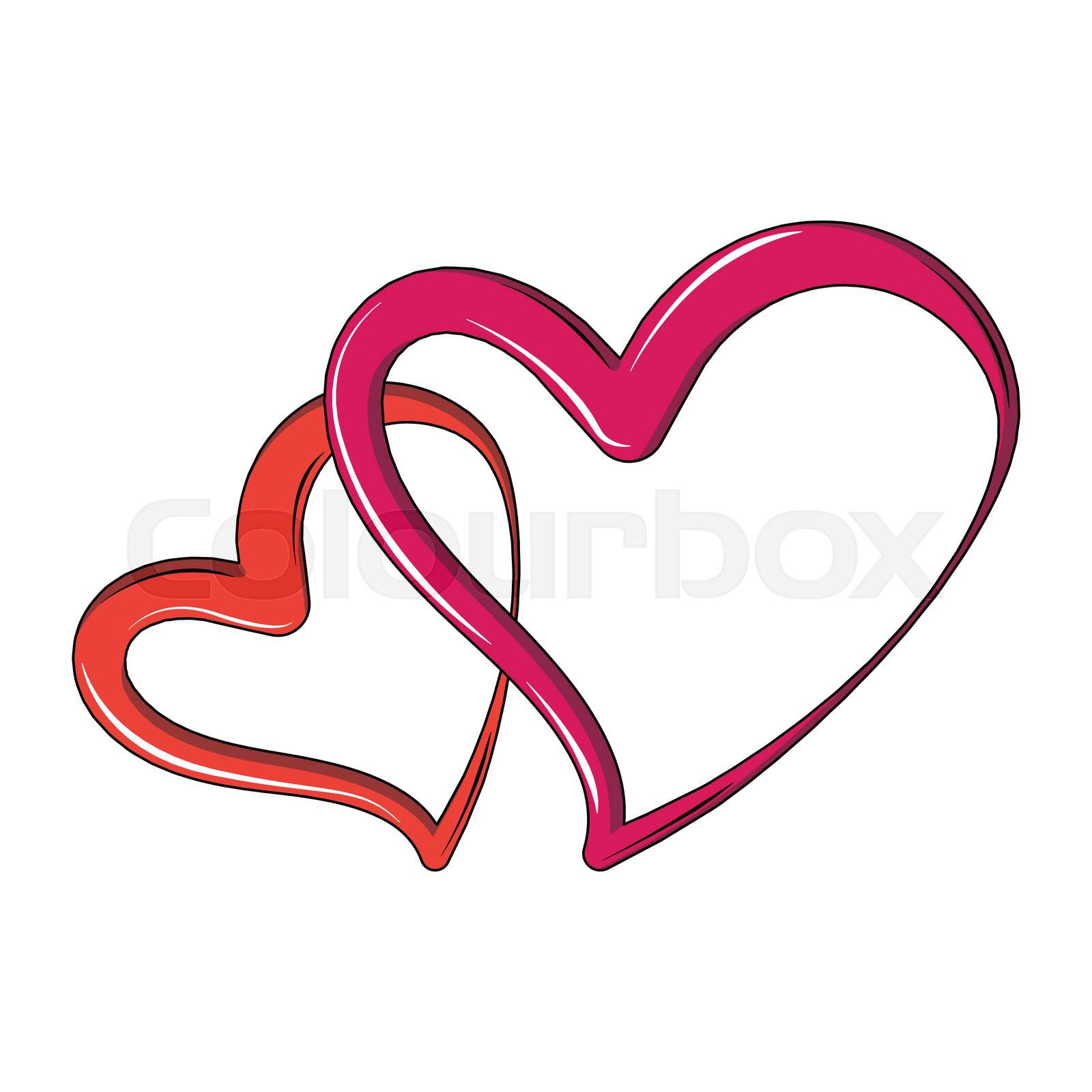Two hearts cartoon | Stock vector | Colourbox