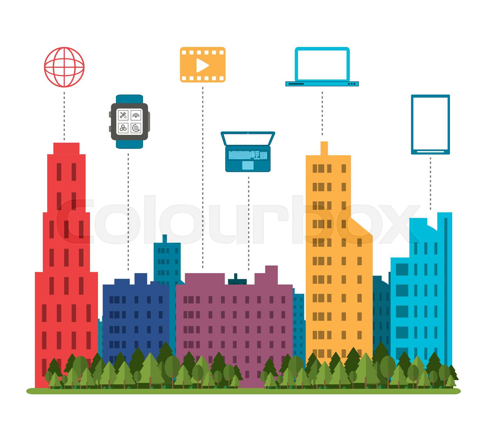 Smart city design | Stock vector | Colourbox