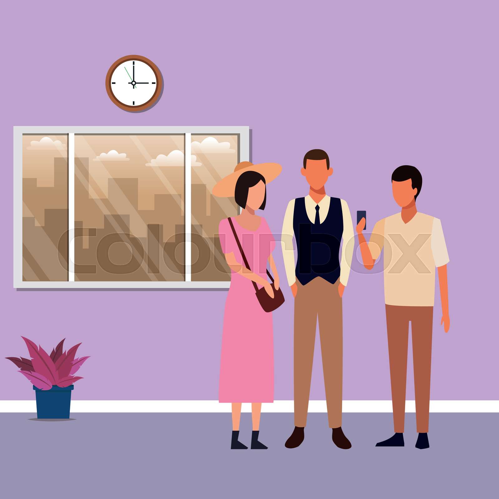 People meeting cartoon | Stock vector | Colourbox