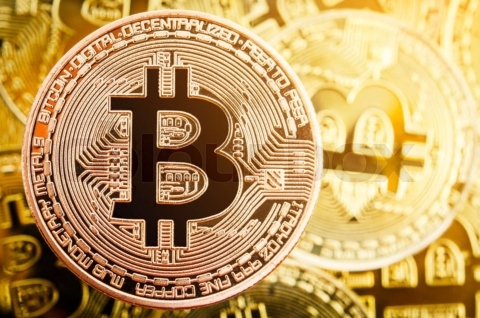 Bitcoin copper coin. Cryptocurrency concept. | Stock image | Colourbox