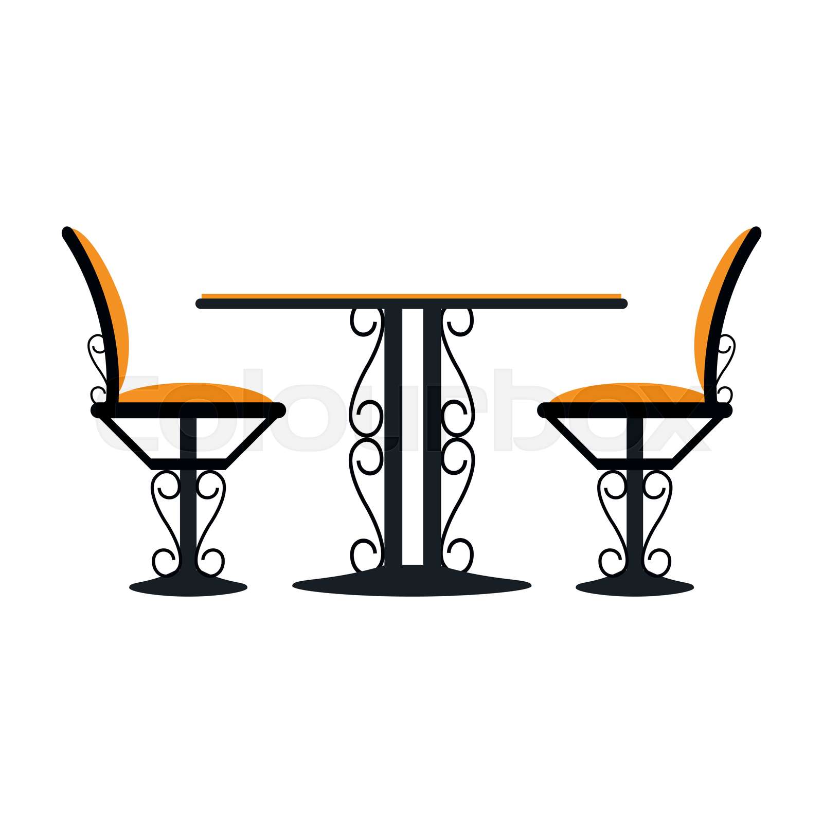 Vintage table and chairs | Stock vector | Colourbox