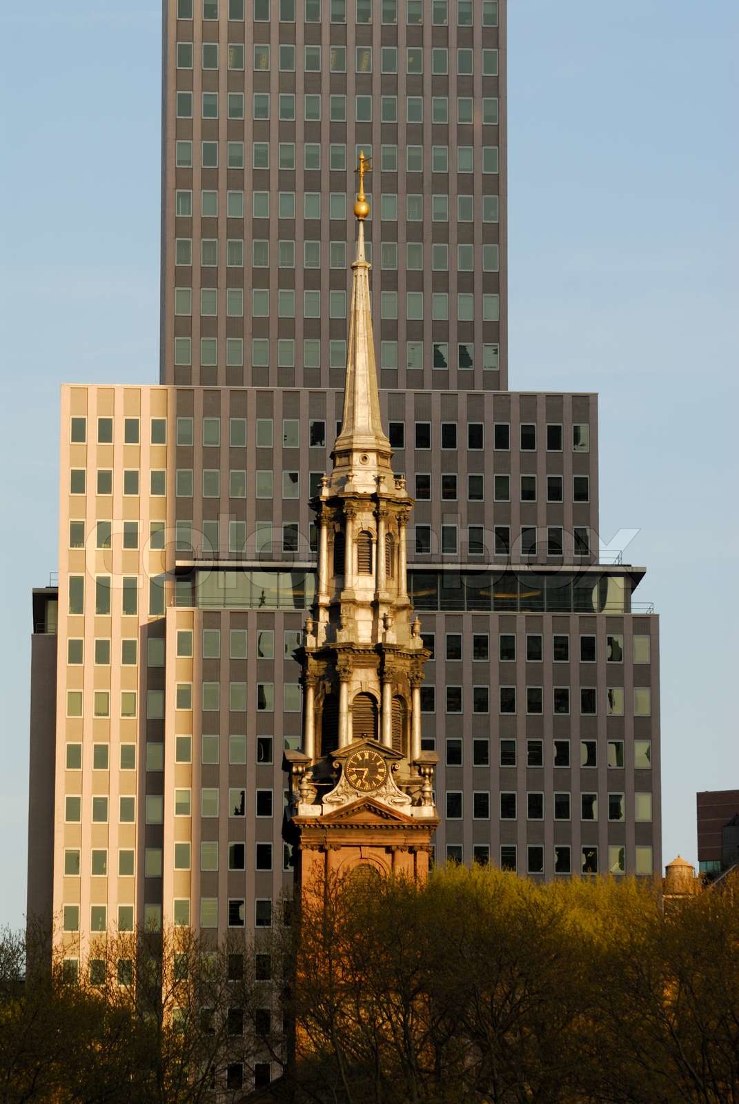 Church in front of a skyscraper, New York City | Stock image | Colourbox