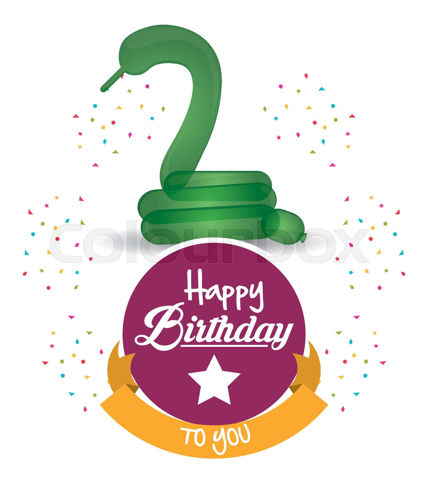 cute balloon snake happy birthday confetti ribbon | Stock vector ...