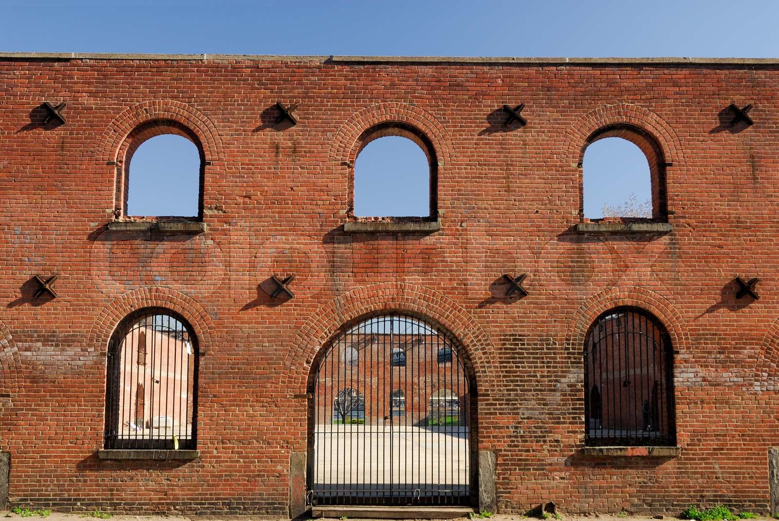 Remains of an old brick warehouse dockside | Stock image | Colourbox