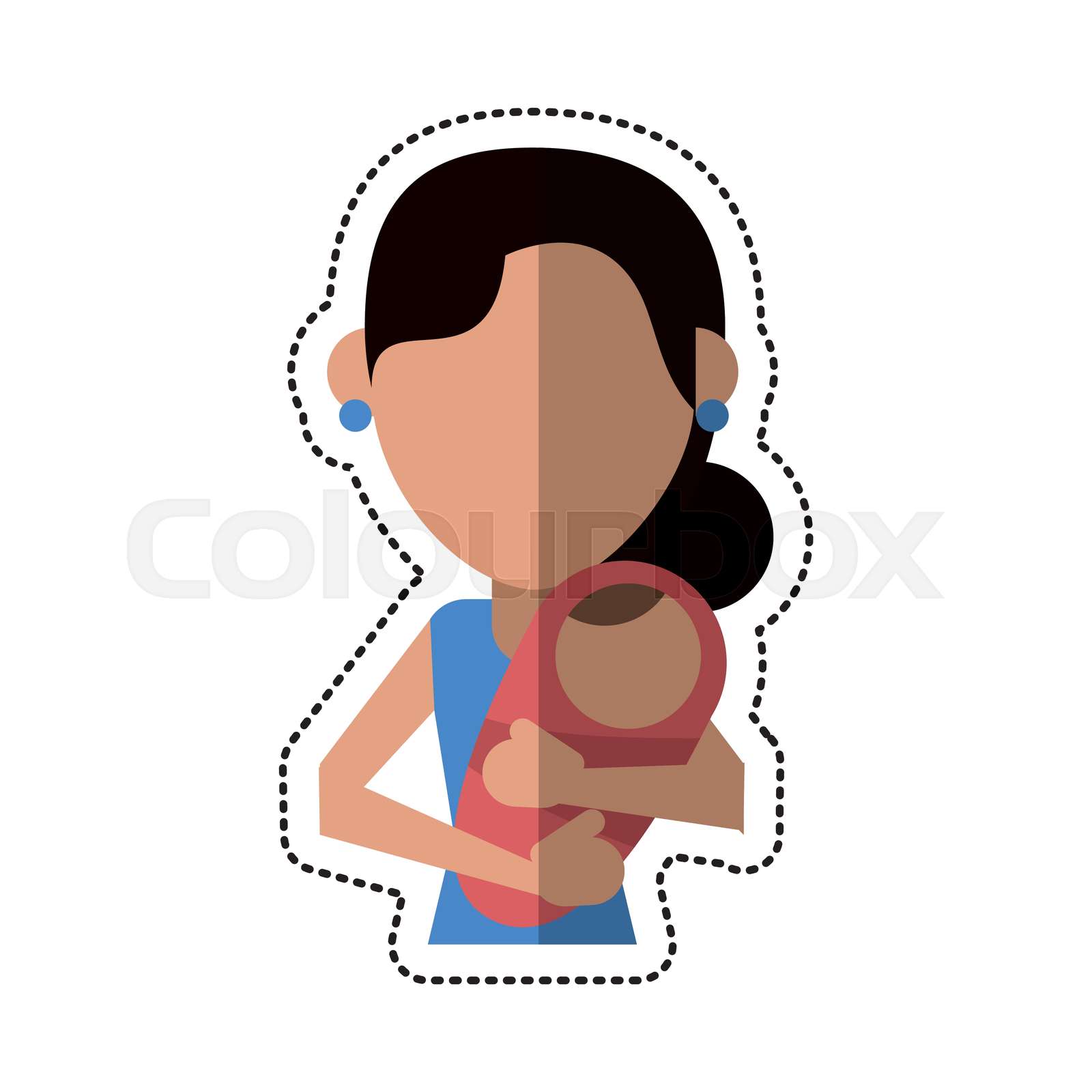 cartoon mother carrying her baby | Stock vector | Colourbox
