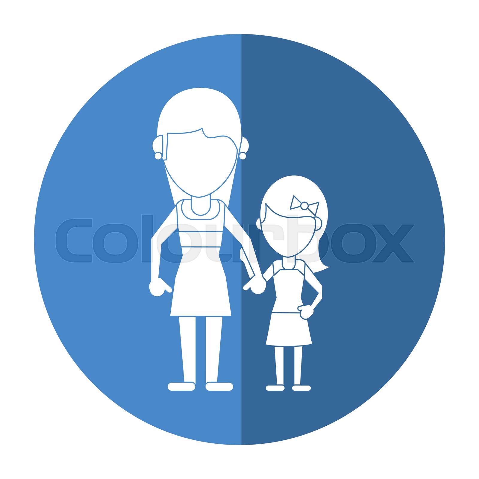 mom with daughter shadow | Stock vector | Colourbox